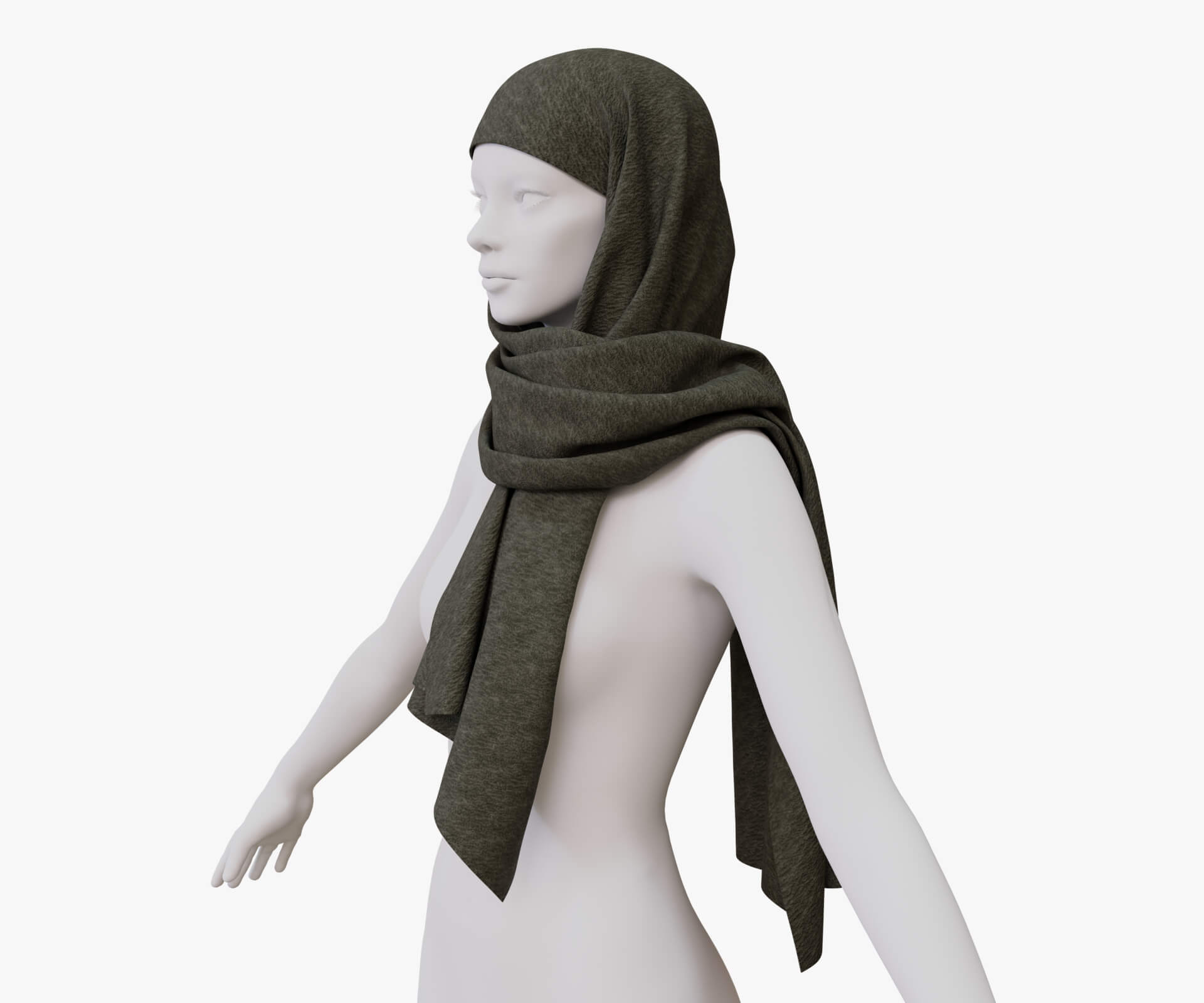 Medieval and Winter Long Shawl - 3D Model by AleoPix