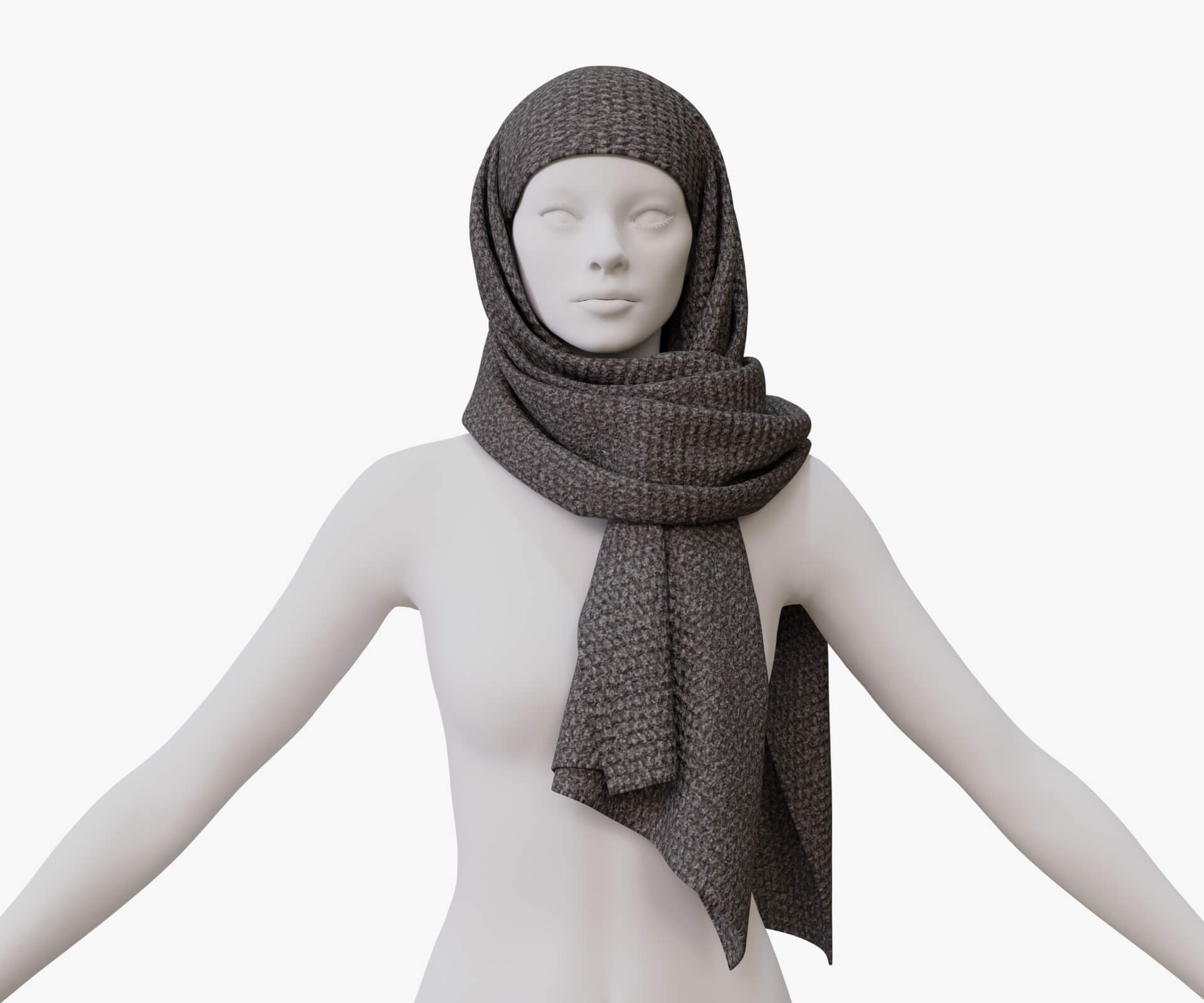 Medieval and Winter Long Shawl - 3D Model by AleoPix