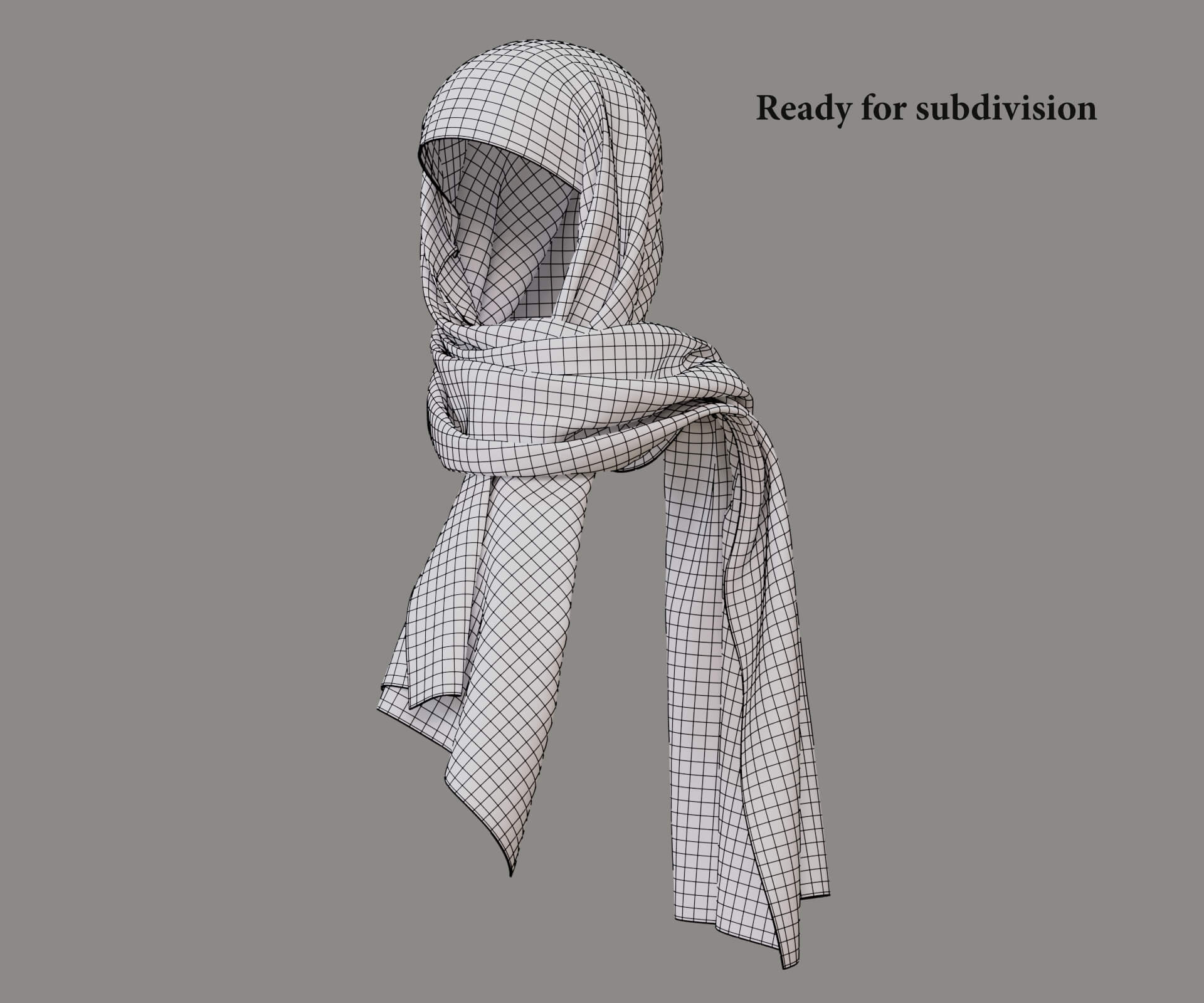 Medieval and Winter Long Shawl - 3D Model by AleoPix