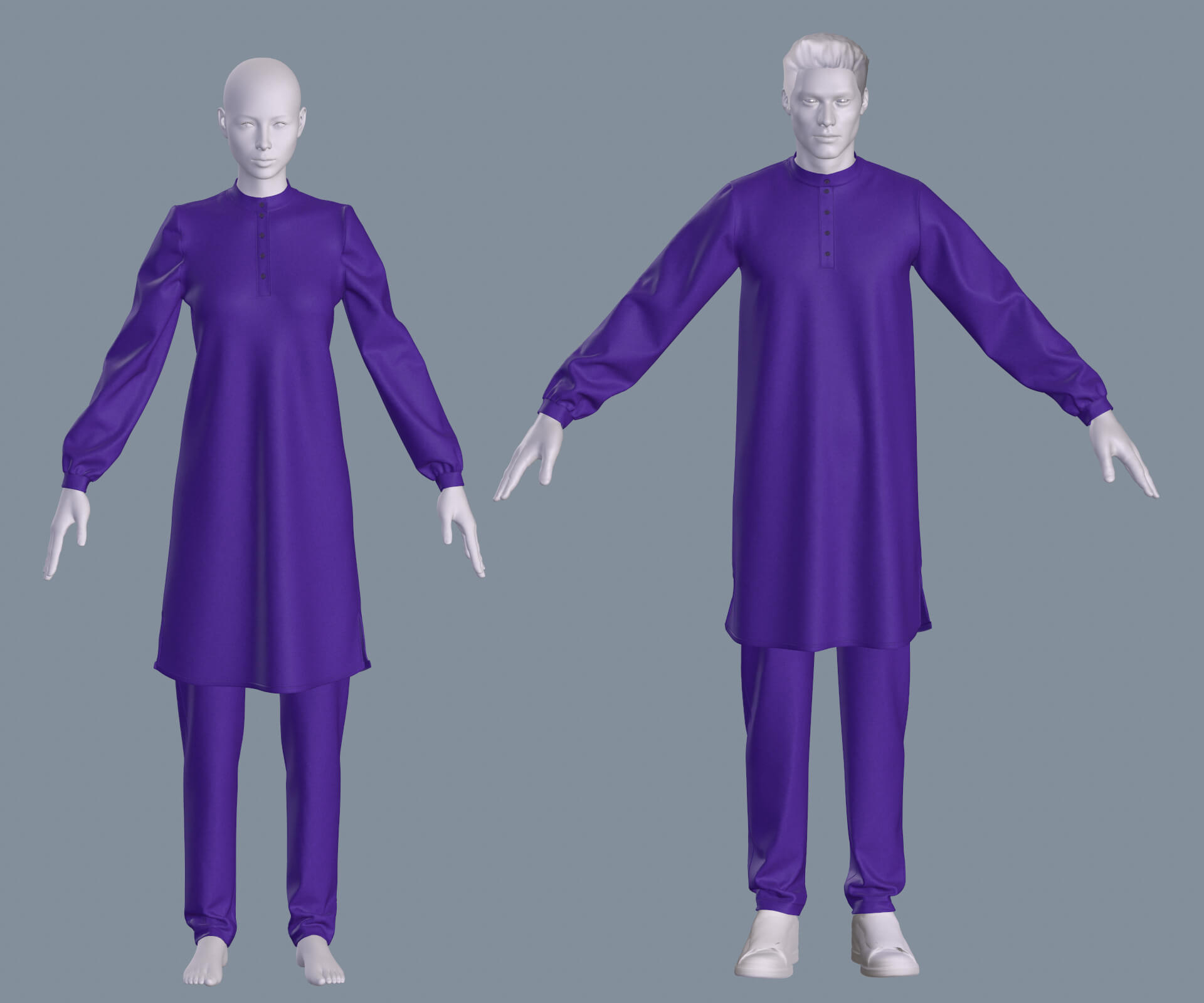 Muslim Kostume Woman and Man - 3D Model by AleoPix