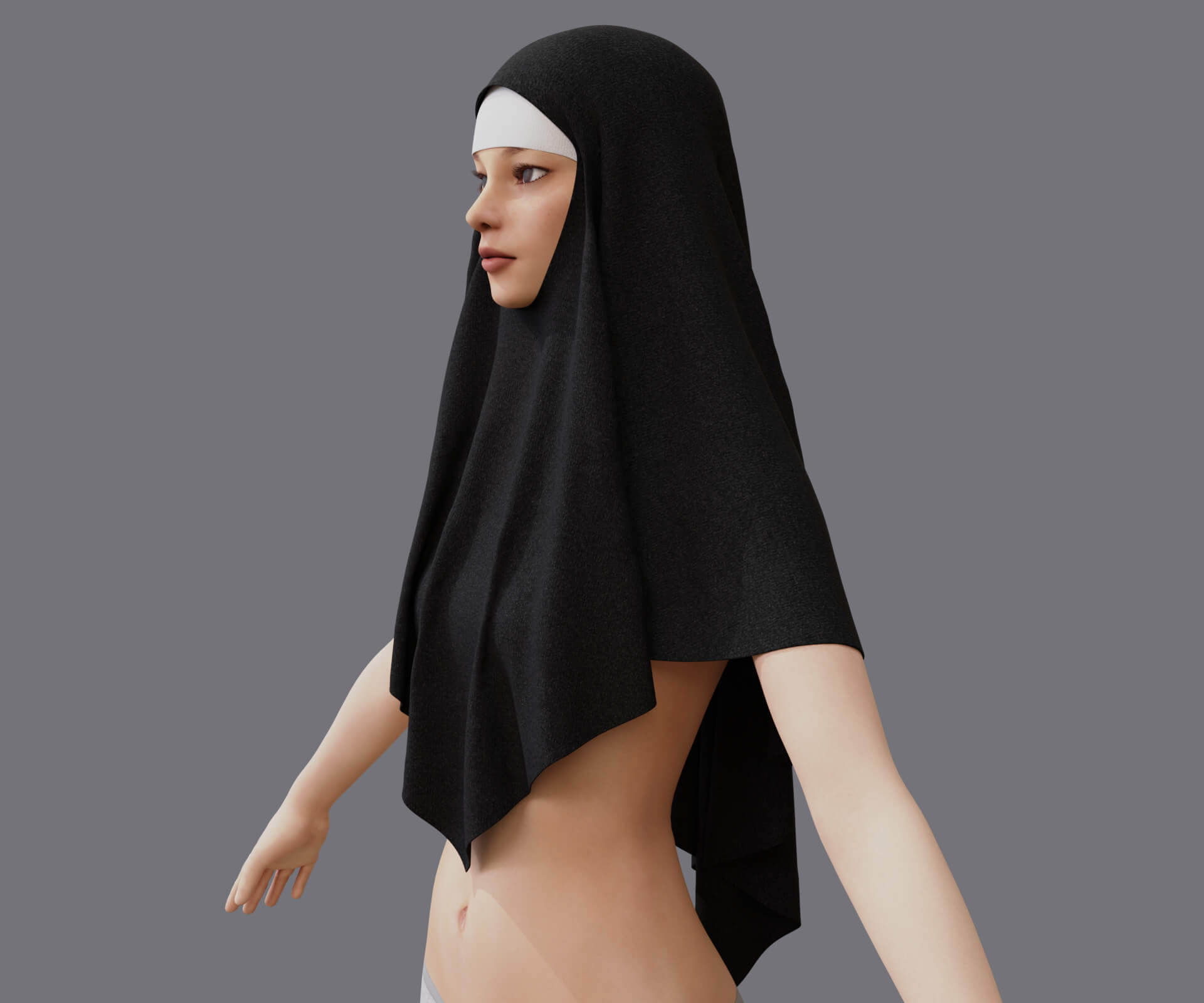 Nuns Veil Wimple 3d Model By Aleopix