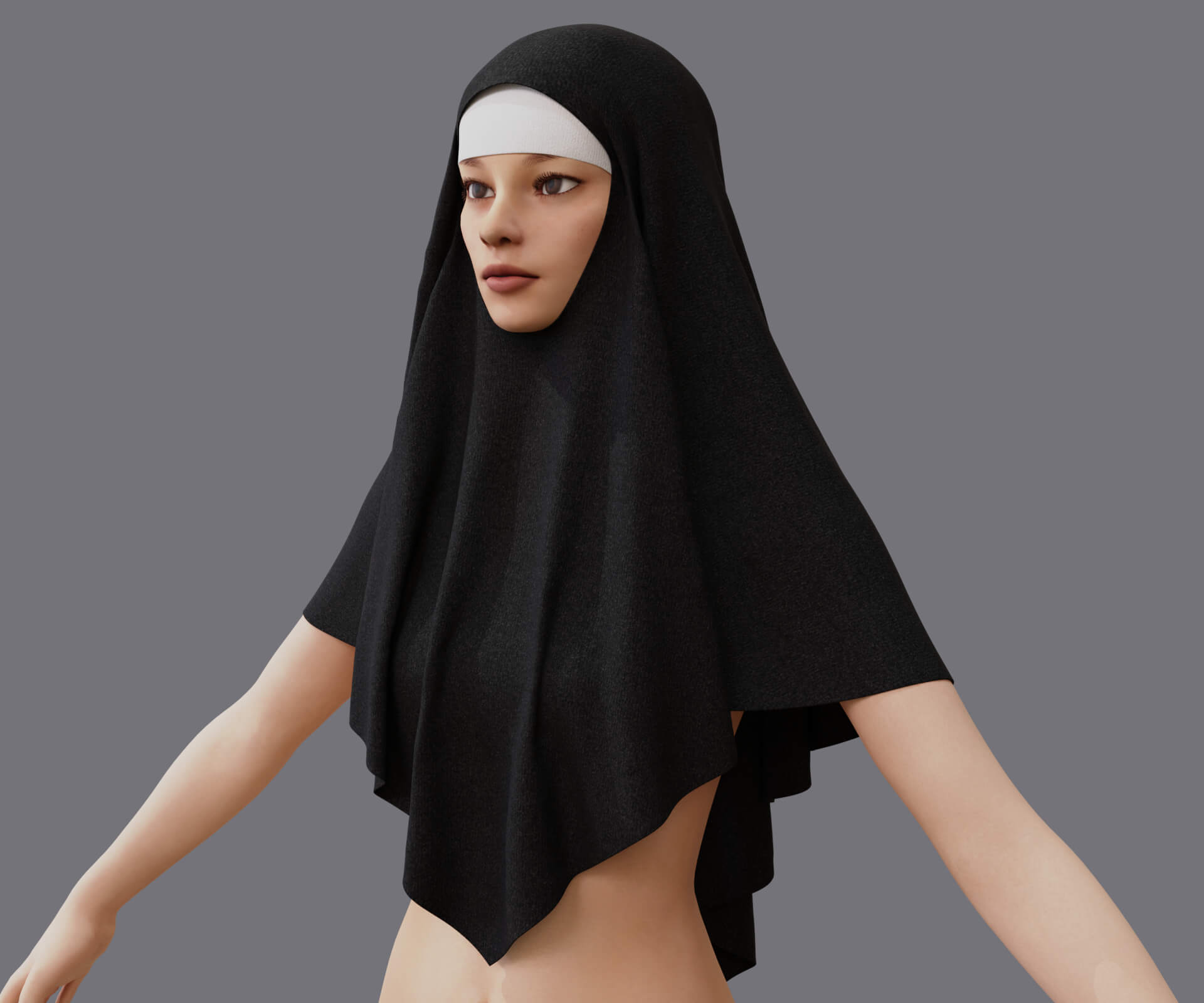 Nuns Veil Wimple - 3D Model by AleoPix