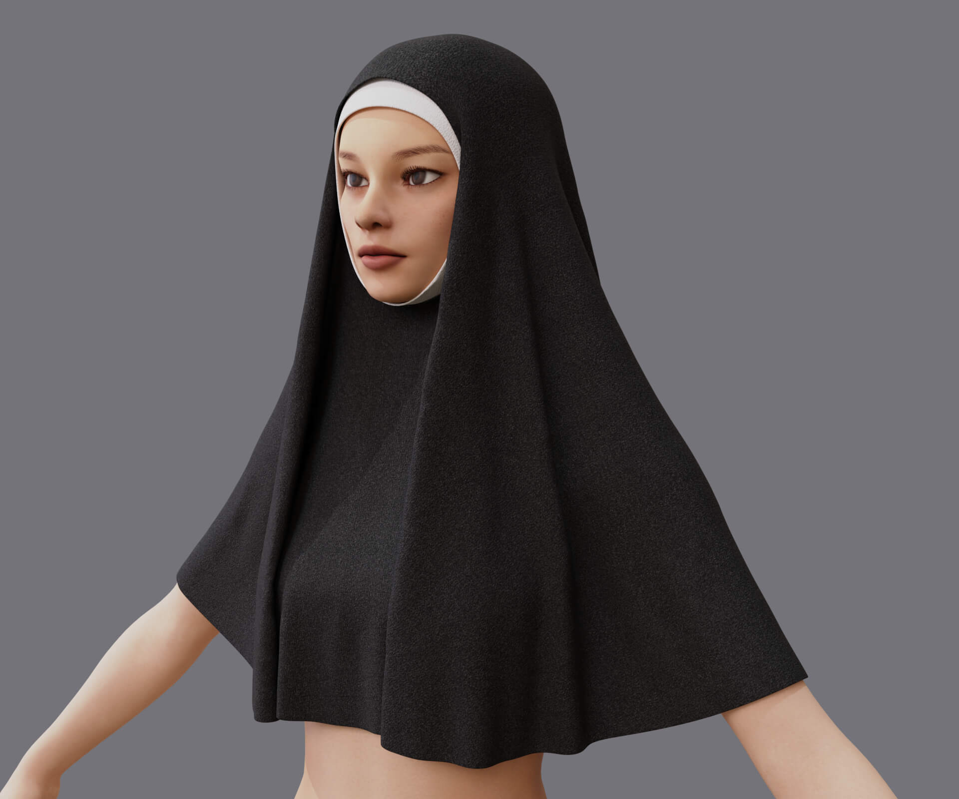 Nuns Veil Wimple - 3D Model by AleoPix