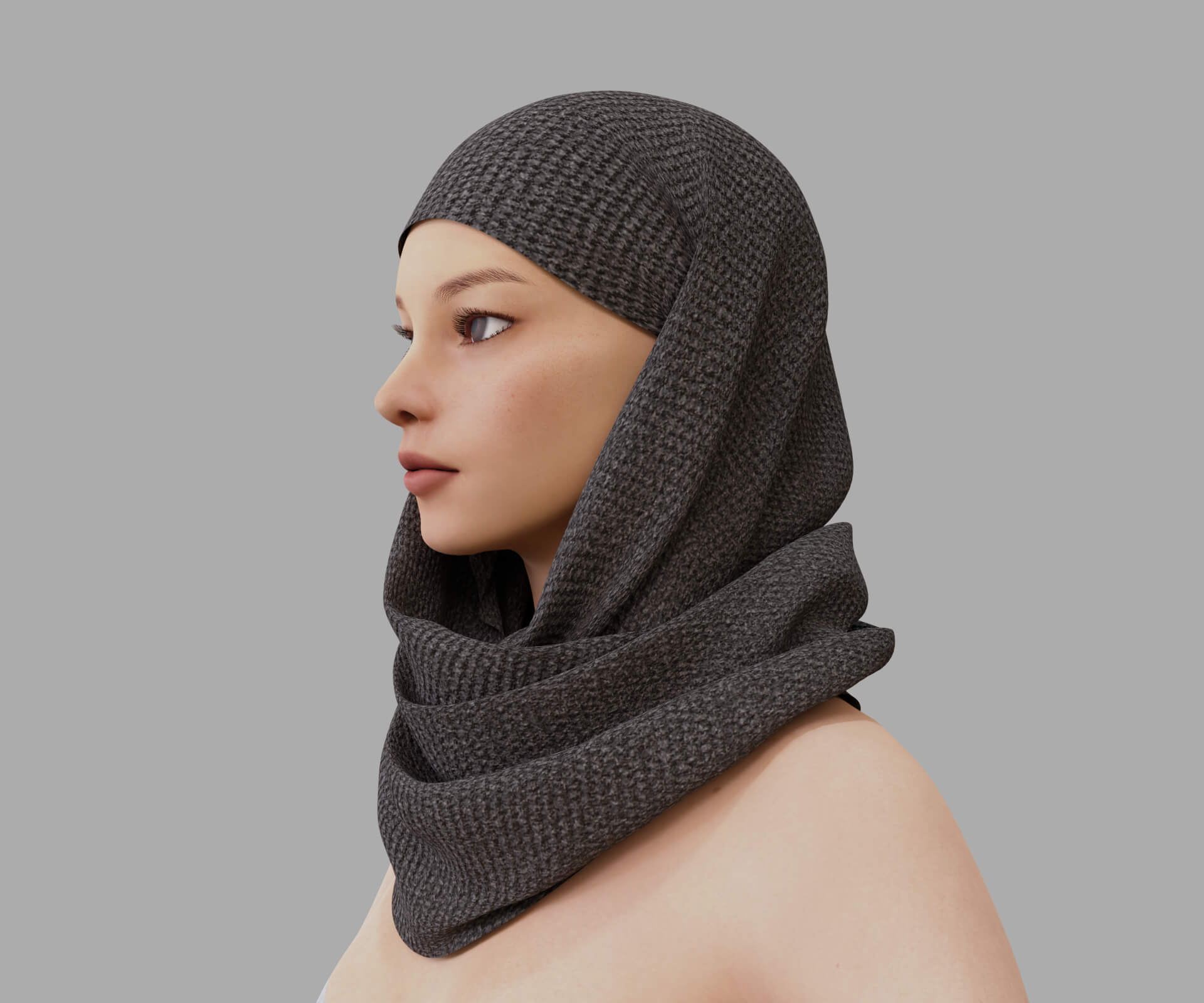Elegant Woman Shawl - 3D Model by AleoPix