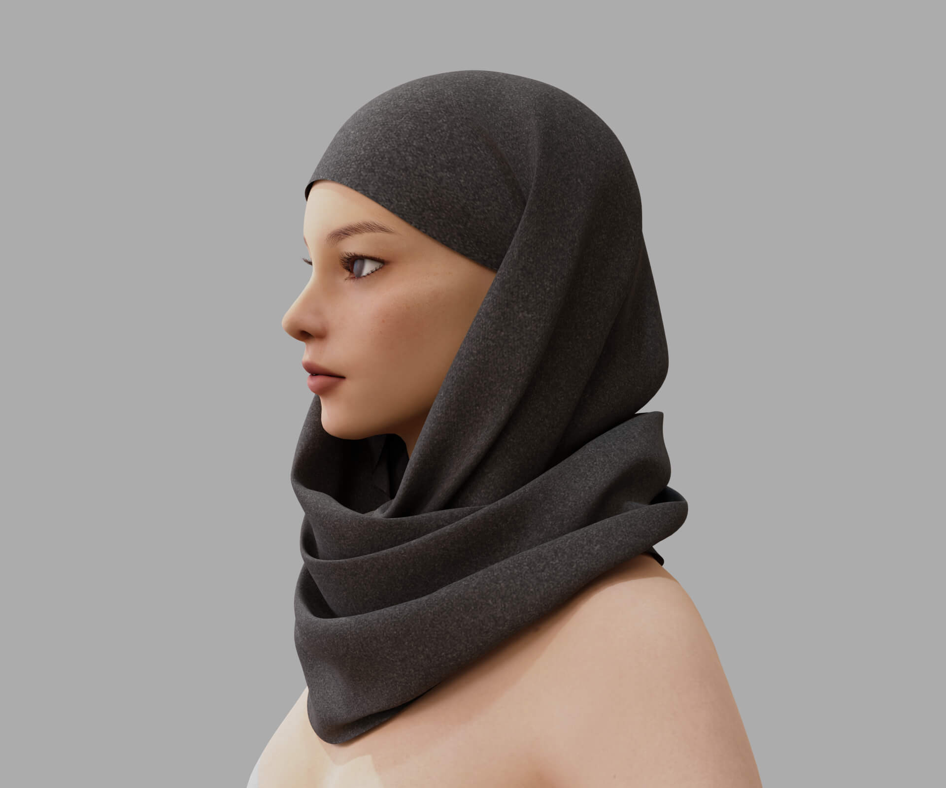 Elegant Woman Shawl - 3D Model by AleoPix