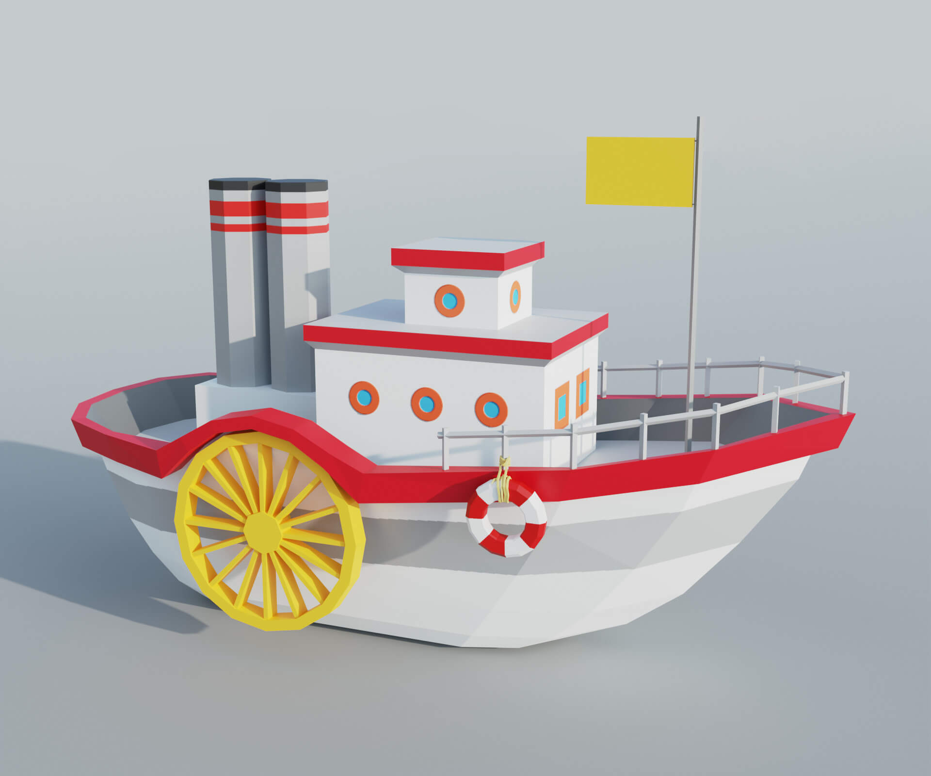 Collection of Low Poly Steamers in 5 Colors - 3D Model by AleoPix