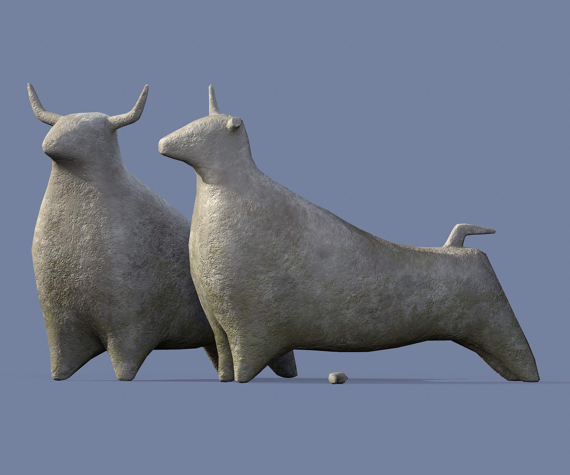 Stone Bull Statue - 3D Model by AleoPix