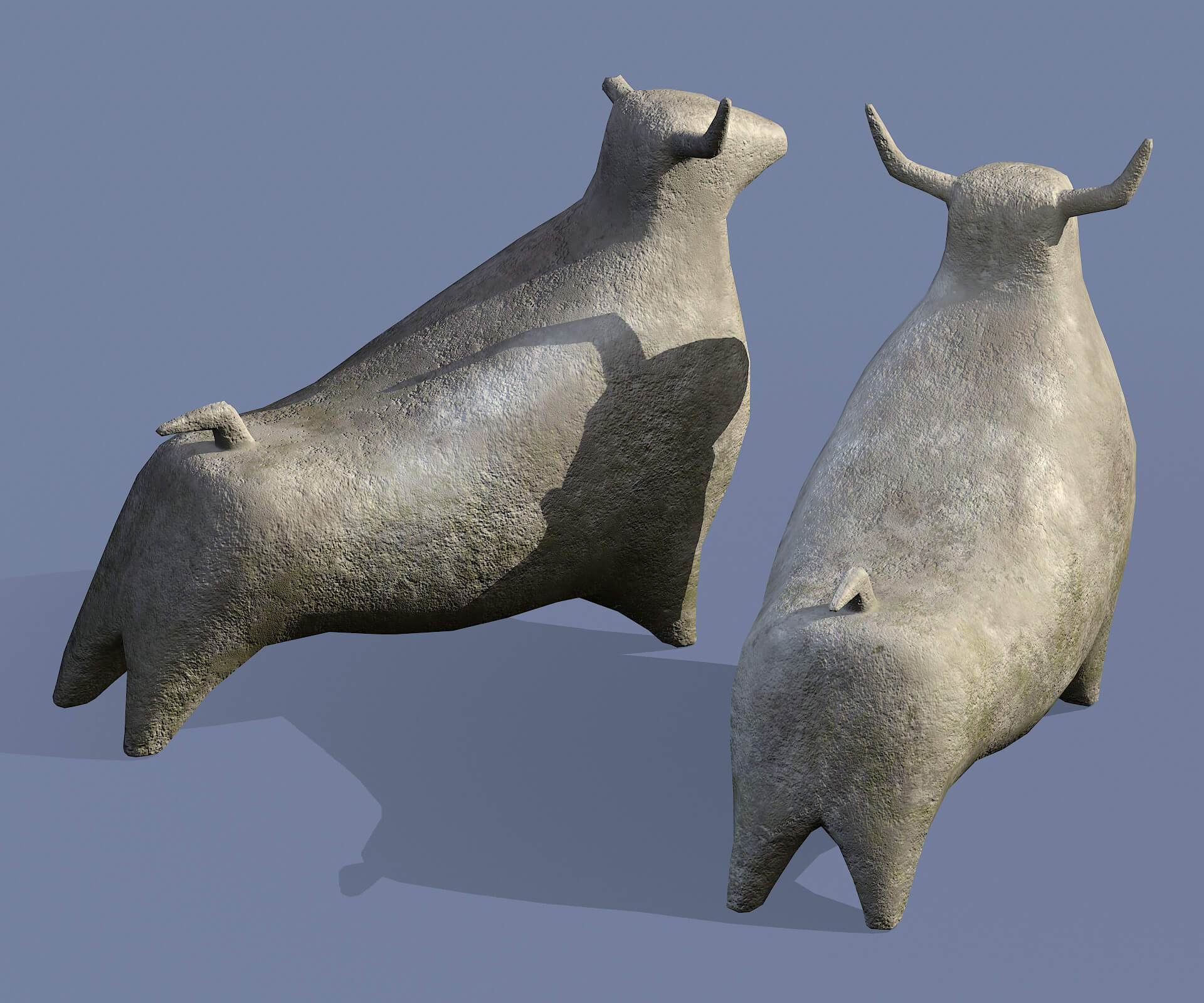 Stone Bull Statue - 3D Model by AleoPix