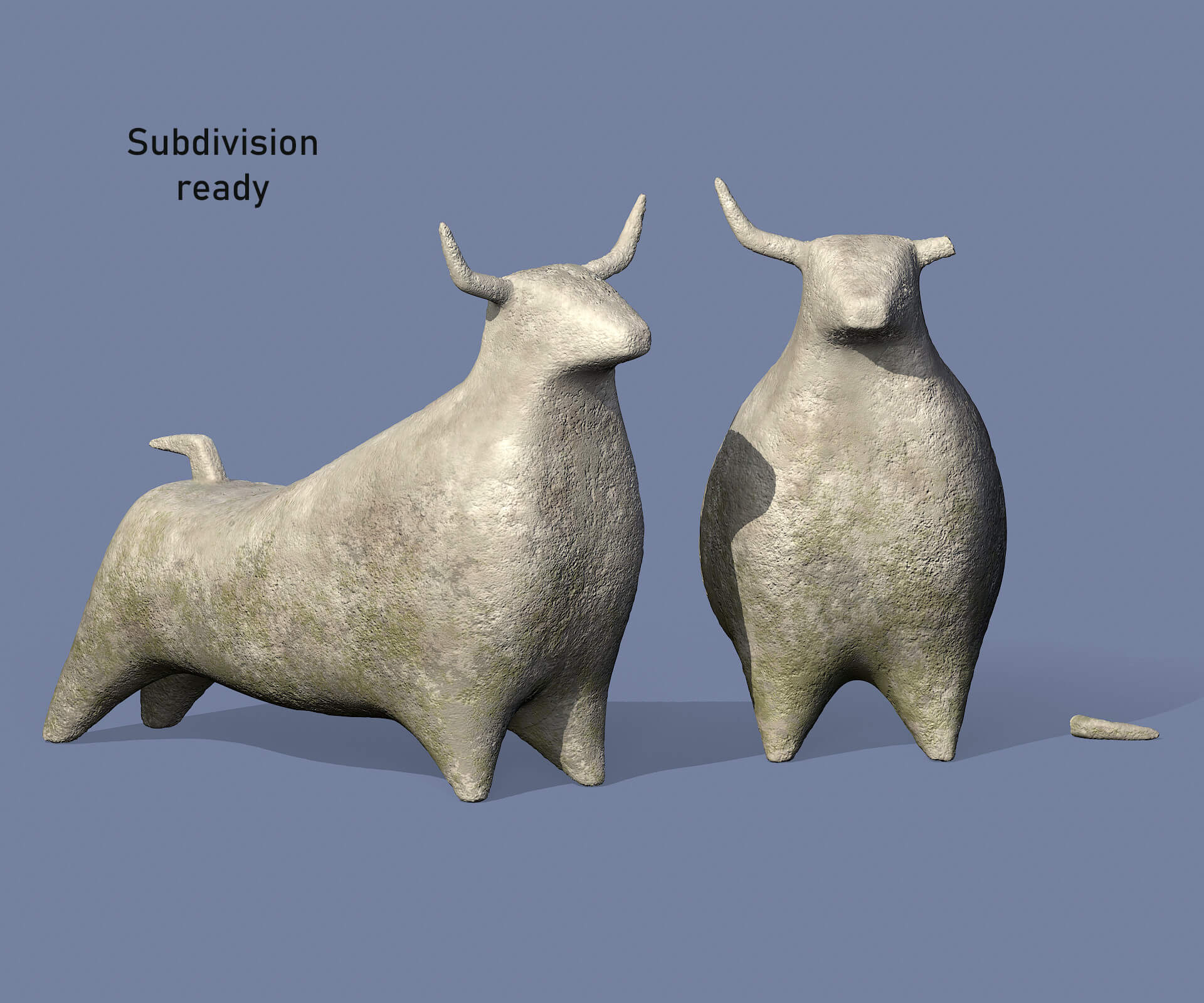 Stone Bull Statue - 3D Model by AleoPix