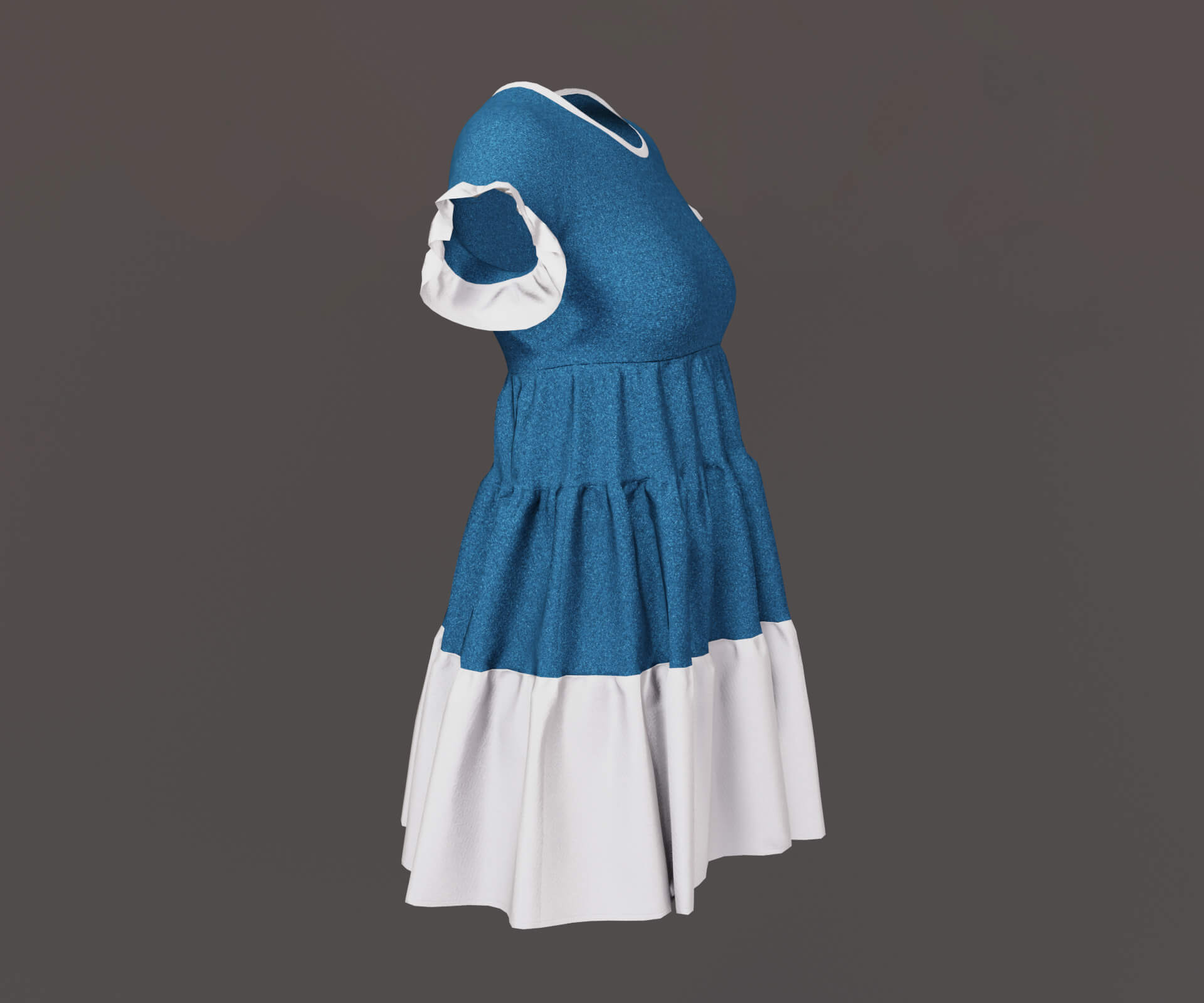 Woman Dress With Cascading Ruffles - 3D Model by AleoPix