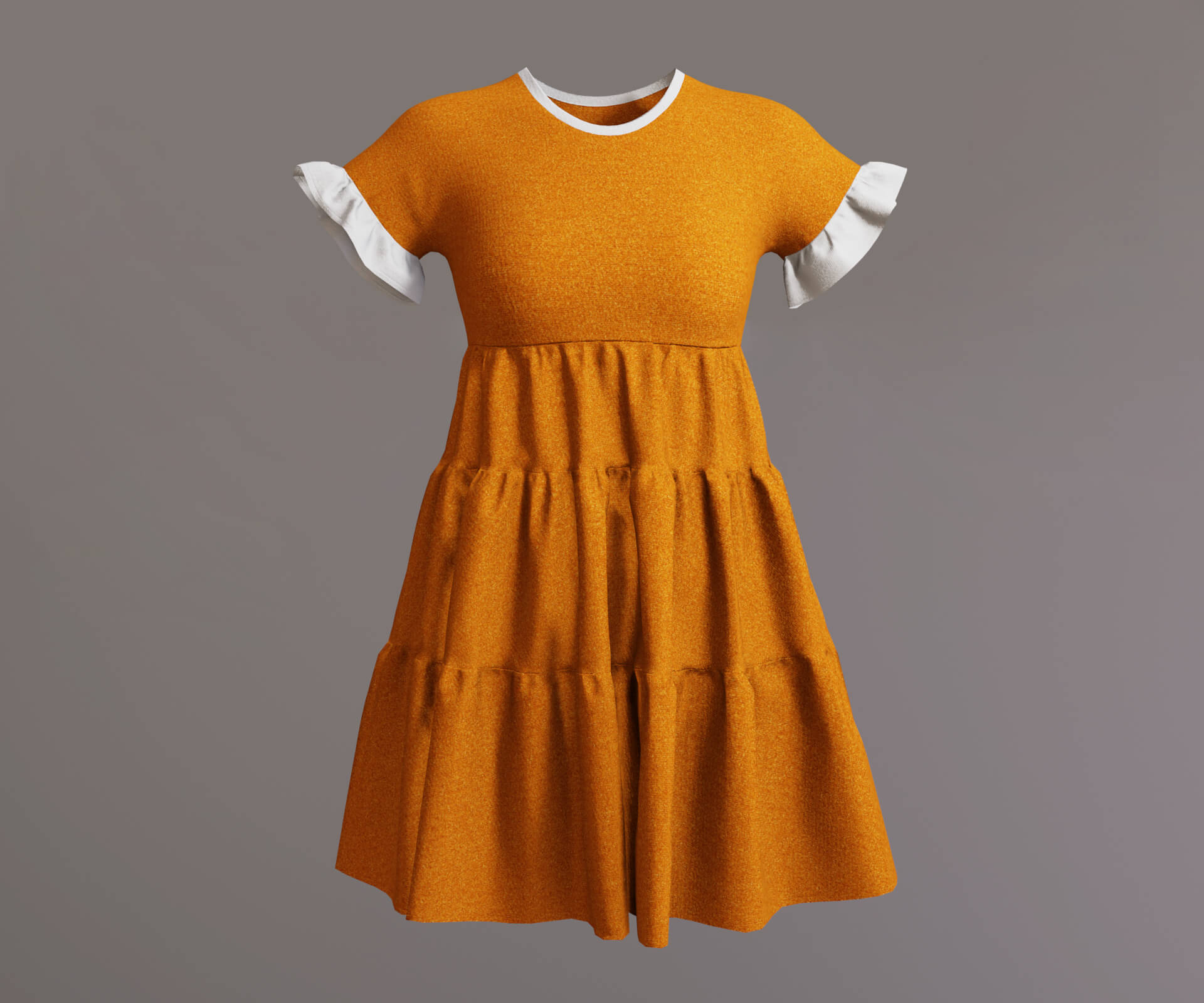 Woman Dress With Cascading Ruffles - 3D Model by AleoPix