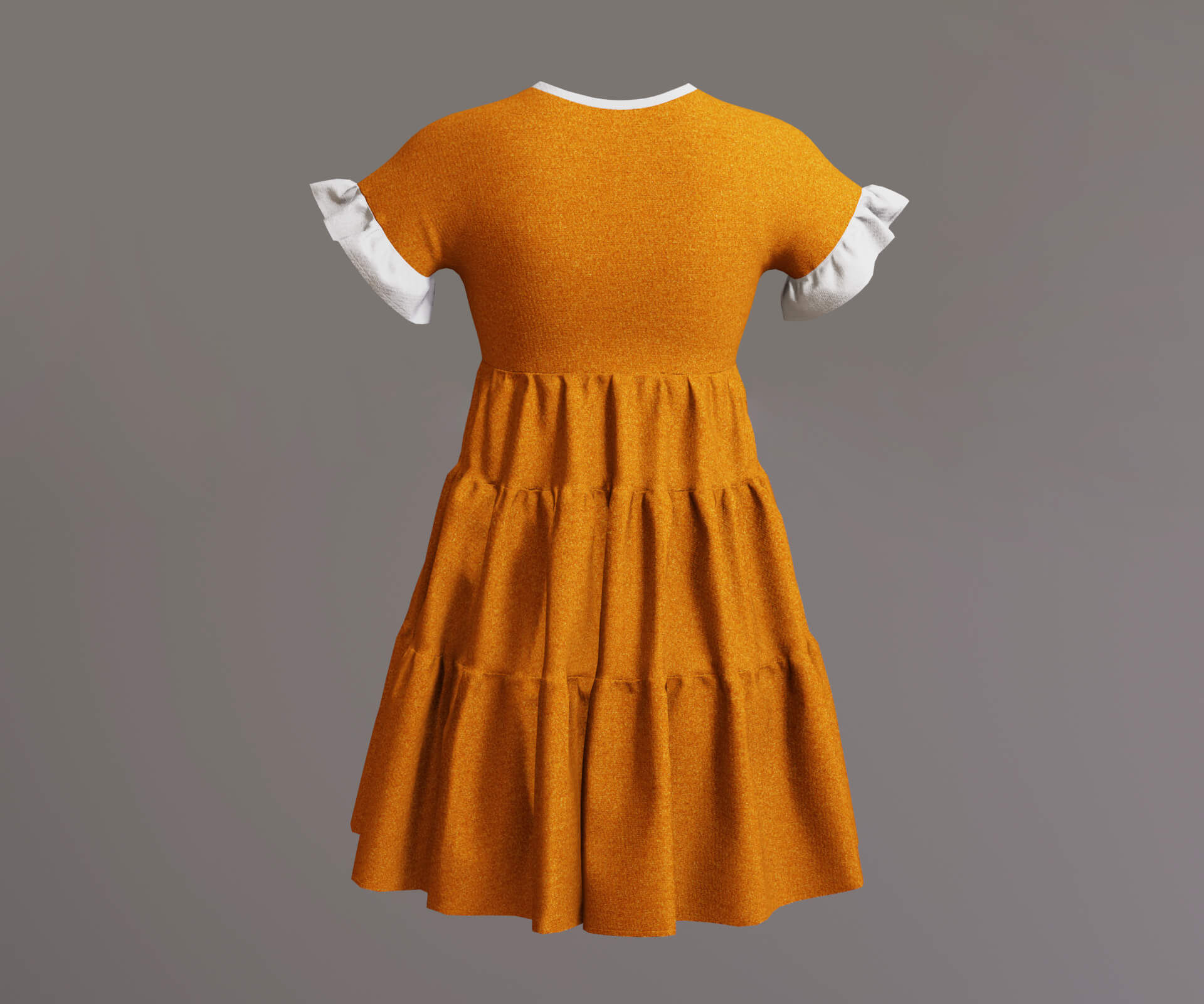 Woman Dress With Cascading Ruffles - 3D Model by AleoPix