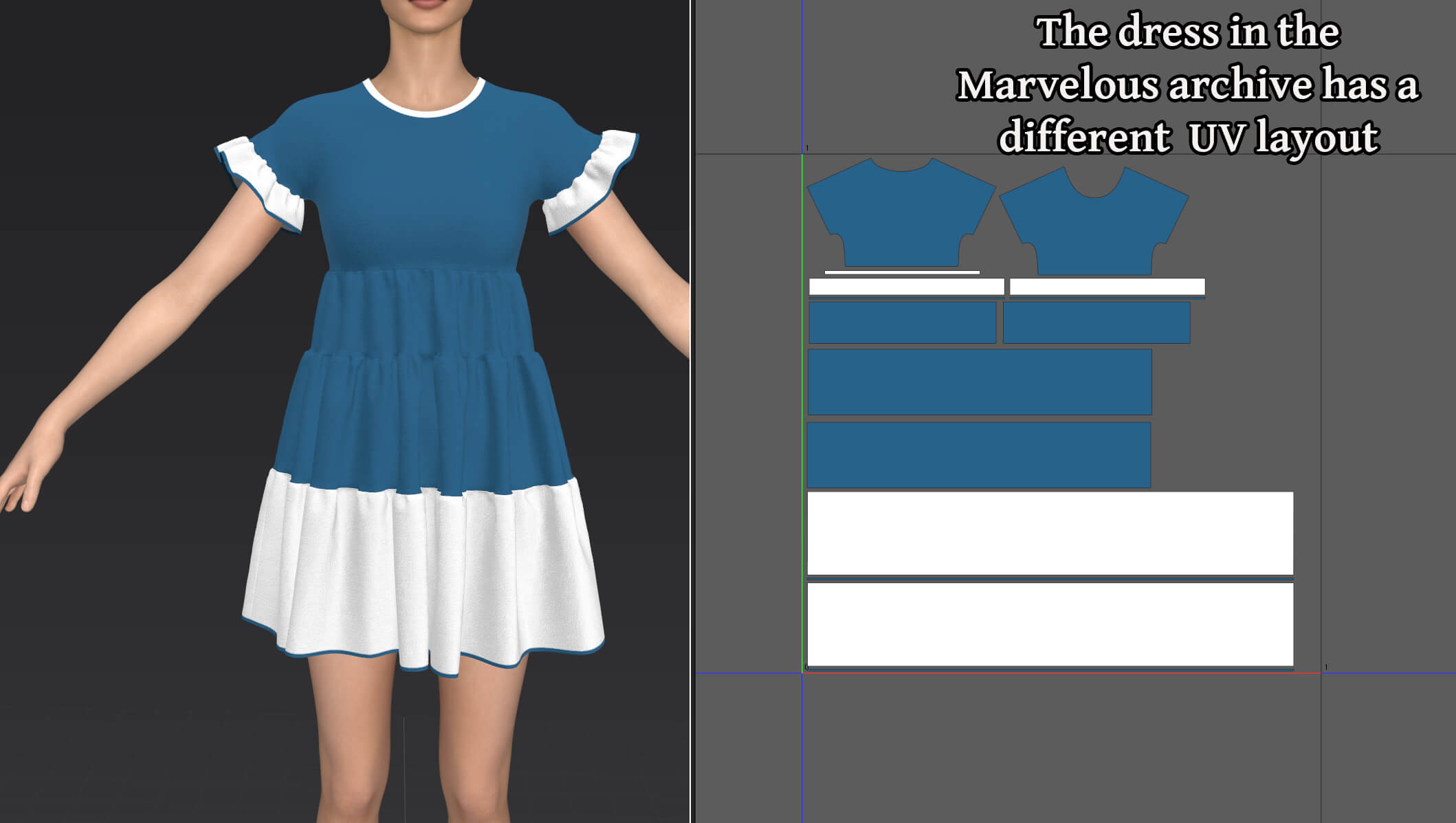 Woman Dress With Cascading Ruffles - 3D Model by AleoPix
