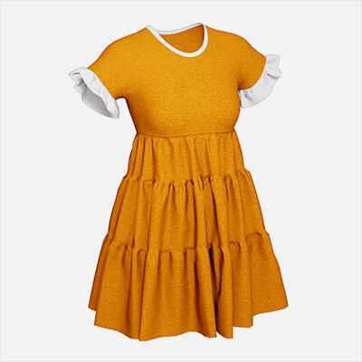 Woman Dress With Cascading Ruffles - 3D Model by AleoPix