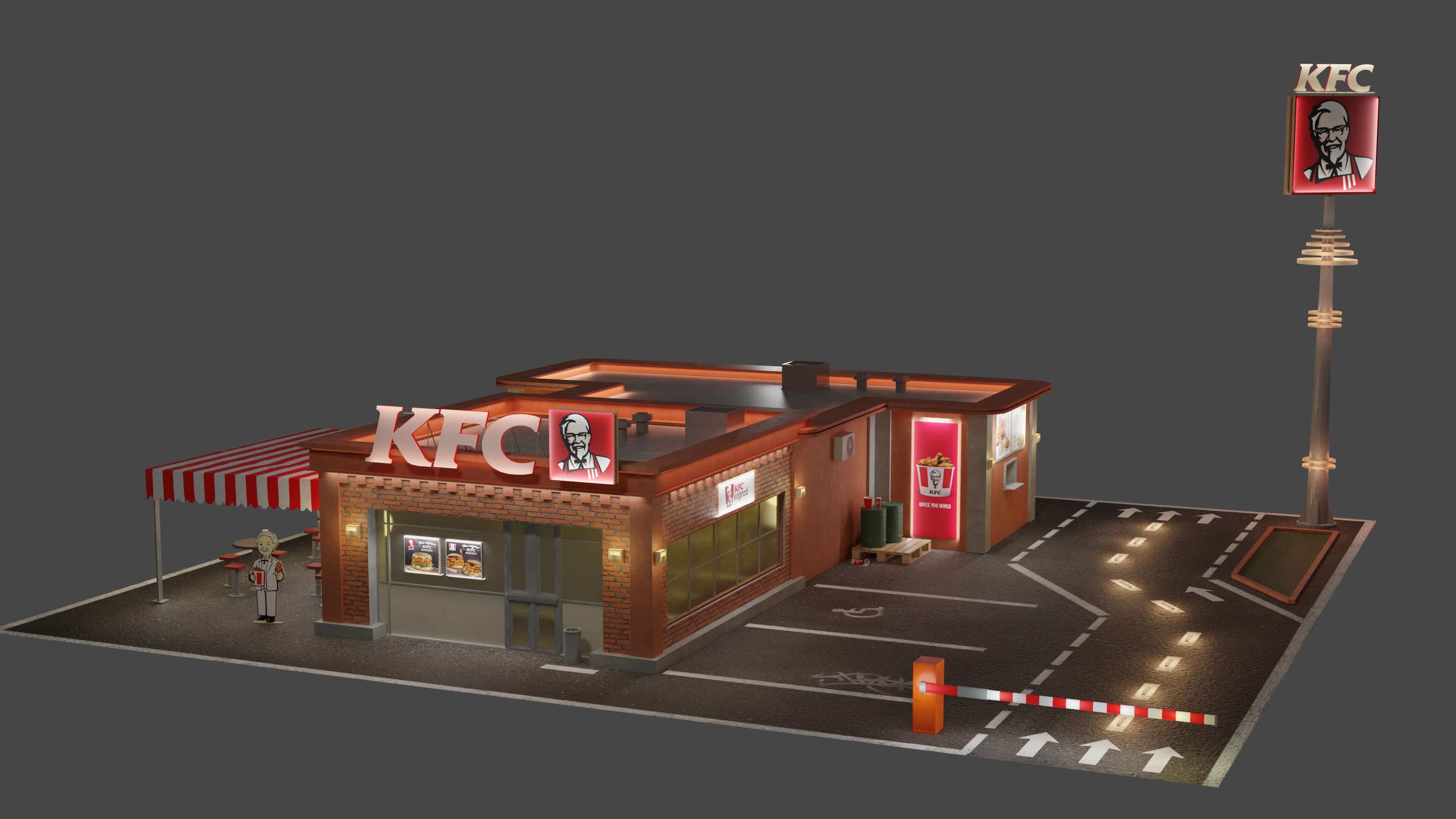 Kfc Restaurant - 3D Model by Alessandro2595