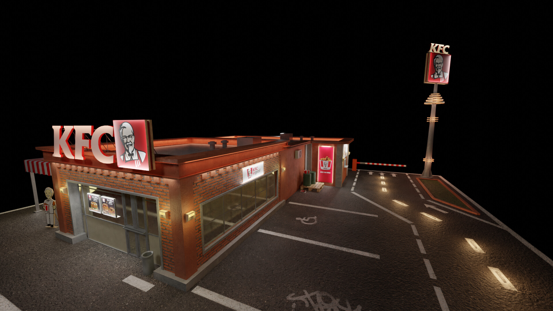 Kfc Restaurant - 3D Model by Alessandro2595