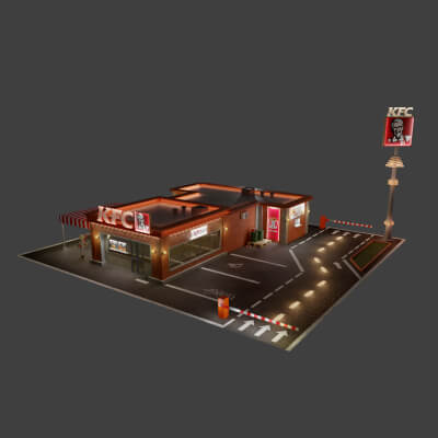 Kfc Restaurant - 3D Model by Alessandro2595