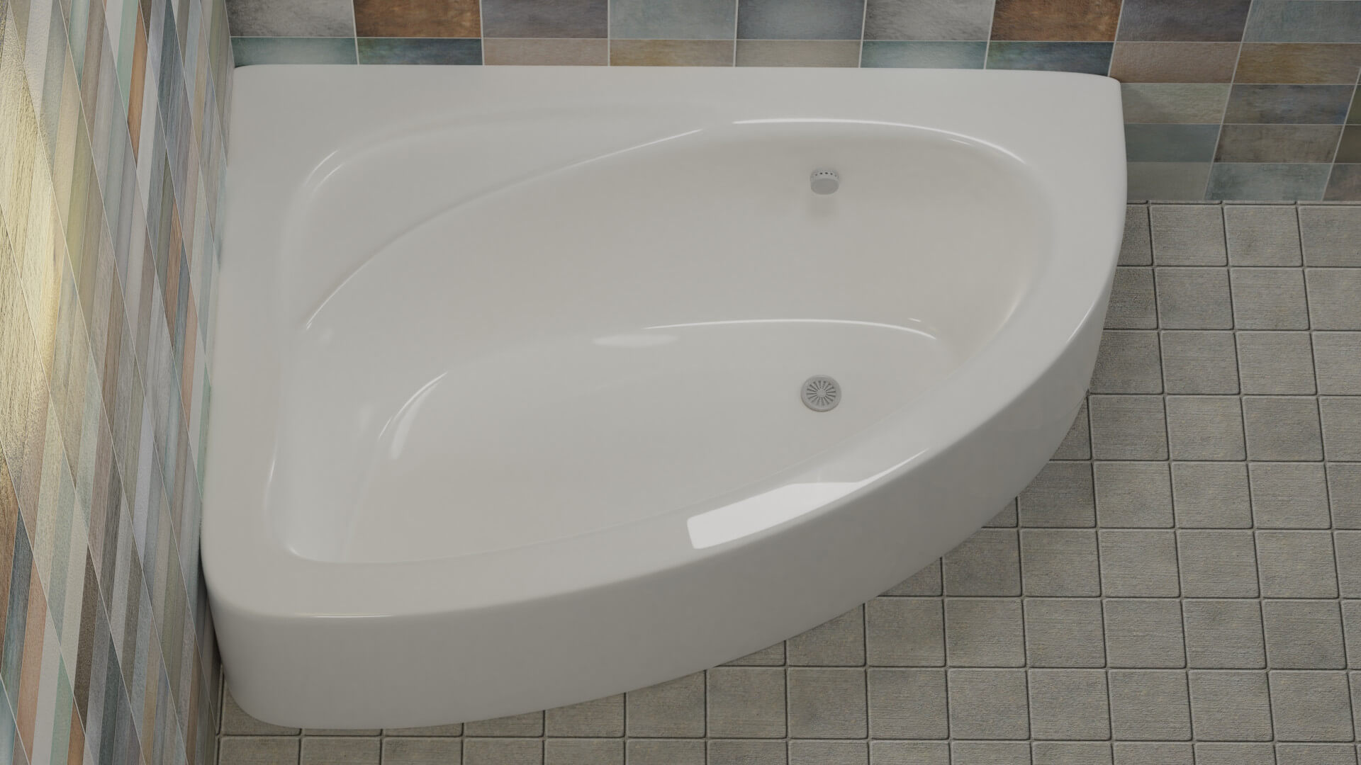 White Triangular Bathtub - Free 3D Model by Alessandro2595