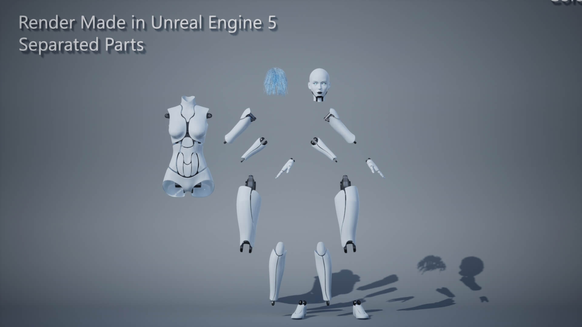 Female Robot R68 - 3D Model by Alesskkyy