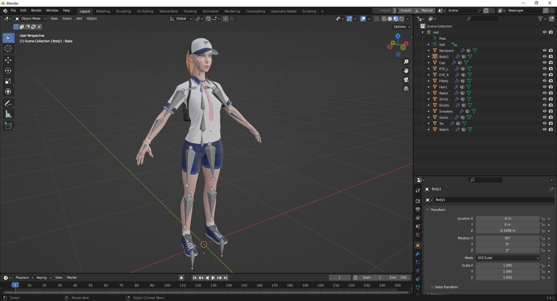 Student Girl - 3D Model by Alesskkyy