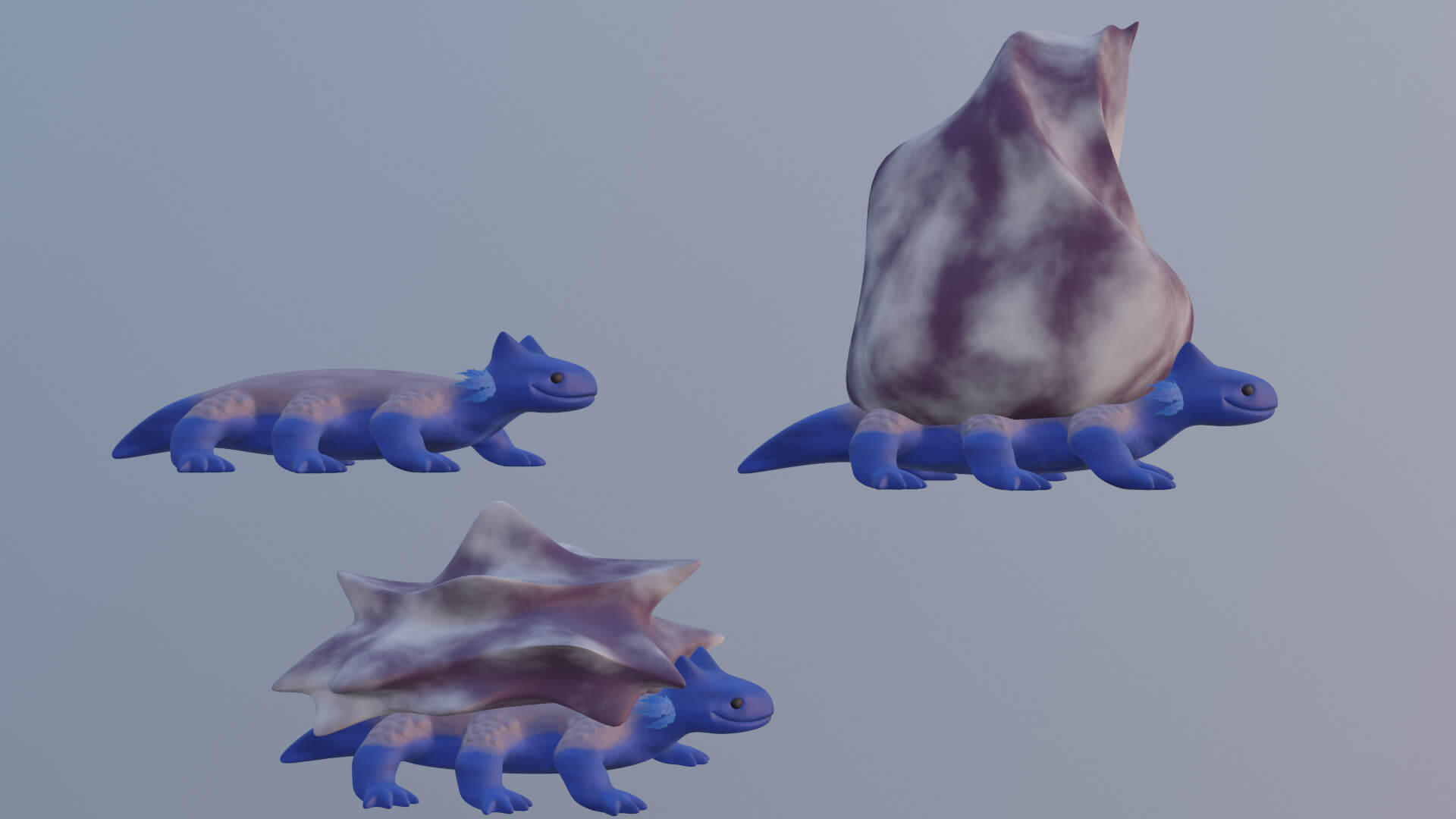 Old Deep Sea Salamander With Shell - 3D Model by Alex_Meowry