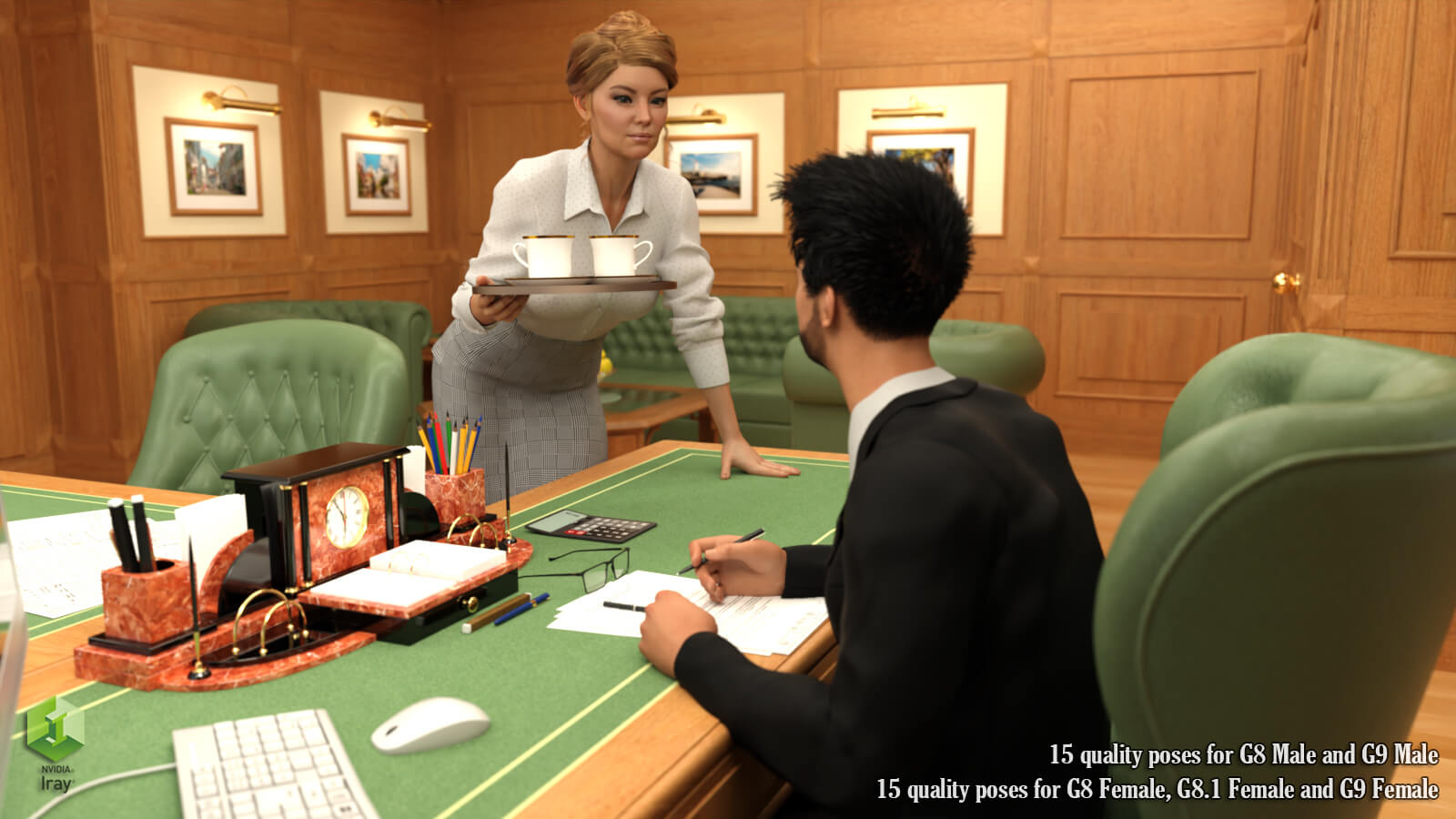 ALX Boss and Secretary Poses for G8F, G8.1F, G8M, Genesis 9 - Daz ...