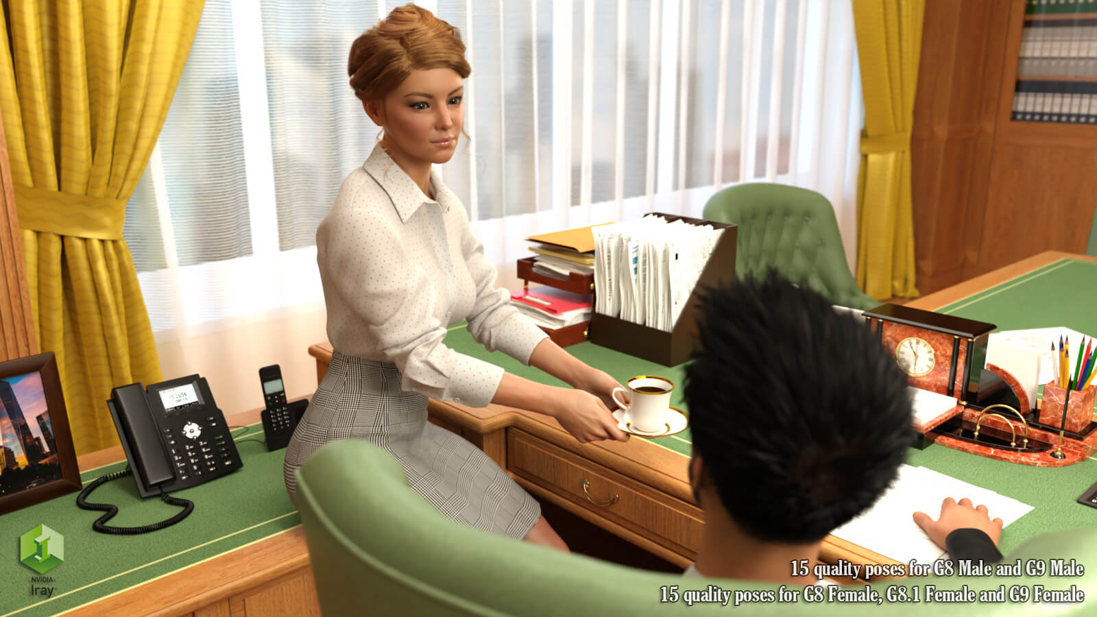 ALX Boss and Secretary Poses for G8F, G8.1F, G8M, Genesis 9 - Daz ...