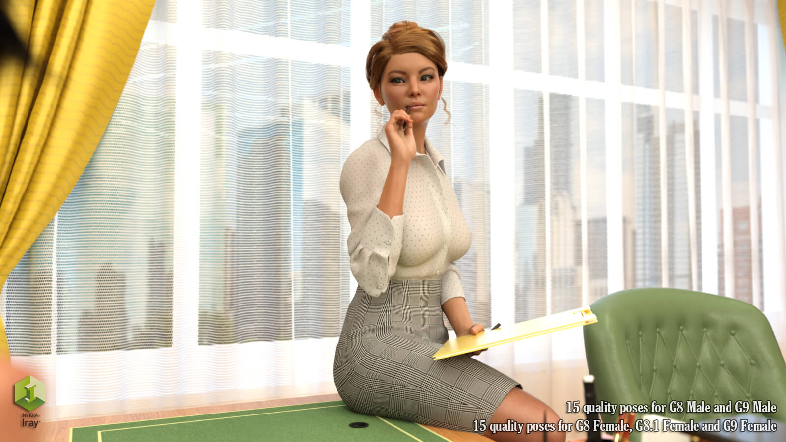 ALX Boss and Secretary Poses for G8F, G8.1F, G8M, Genesis 9 - Daz ...