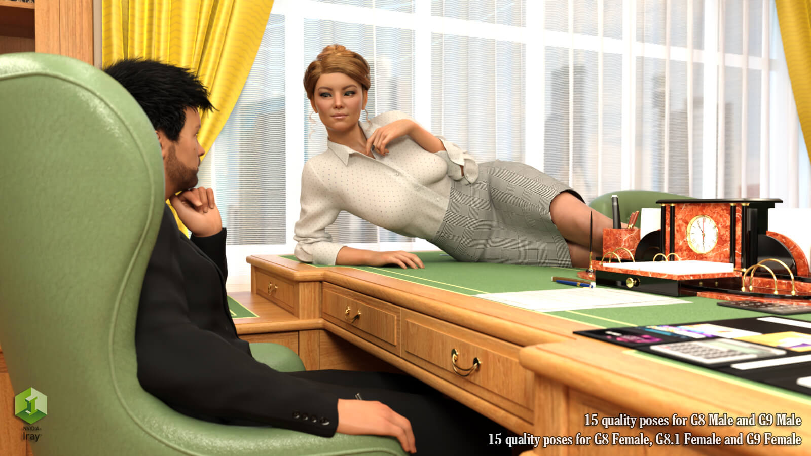 ALX Boss and Secretary Poses for G8F, G8.1F, G8M, Genesis 9 - Daz ...