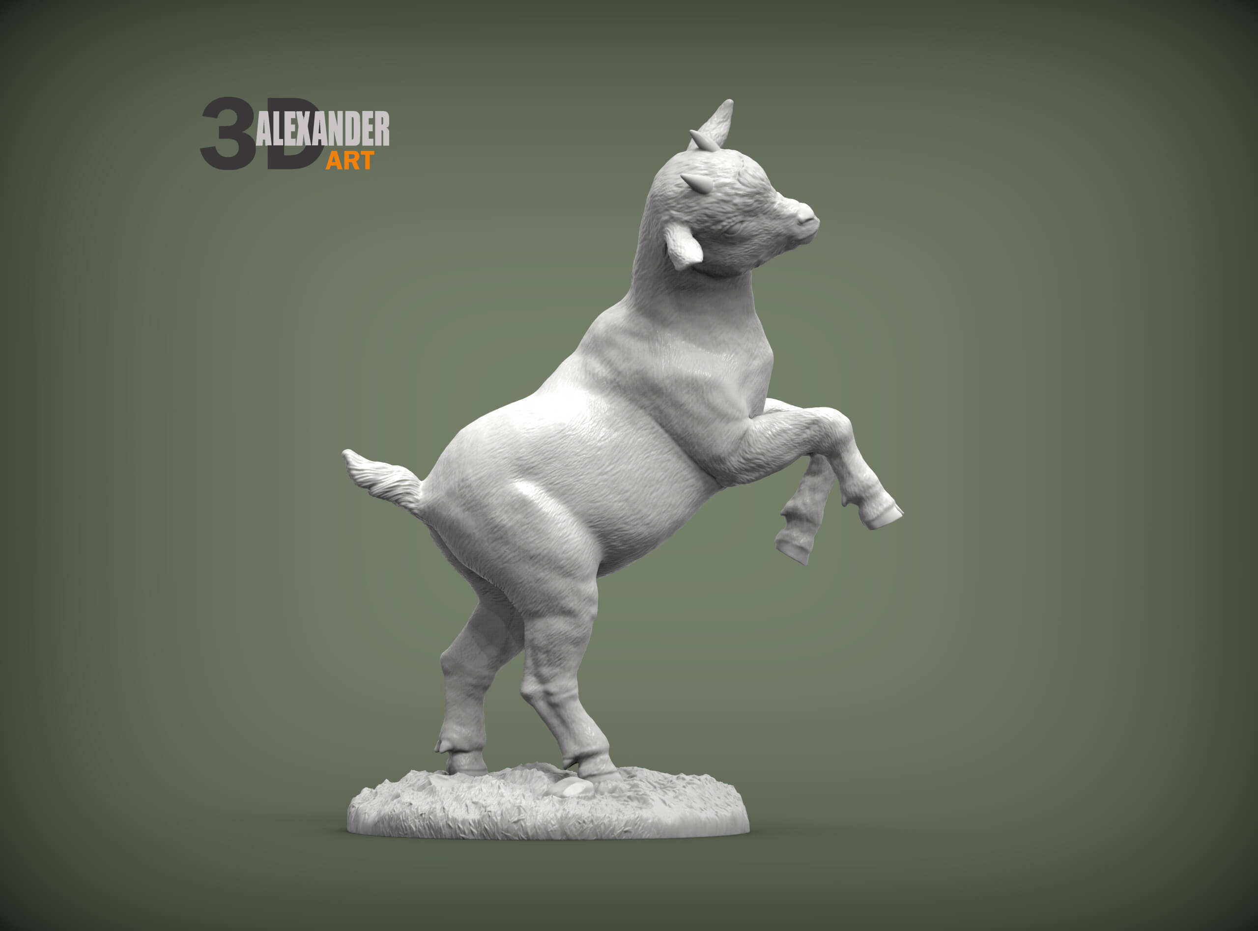 A Goatling on Its Hind Legs 3D Print Model by Alexander3dart