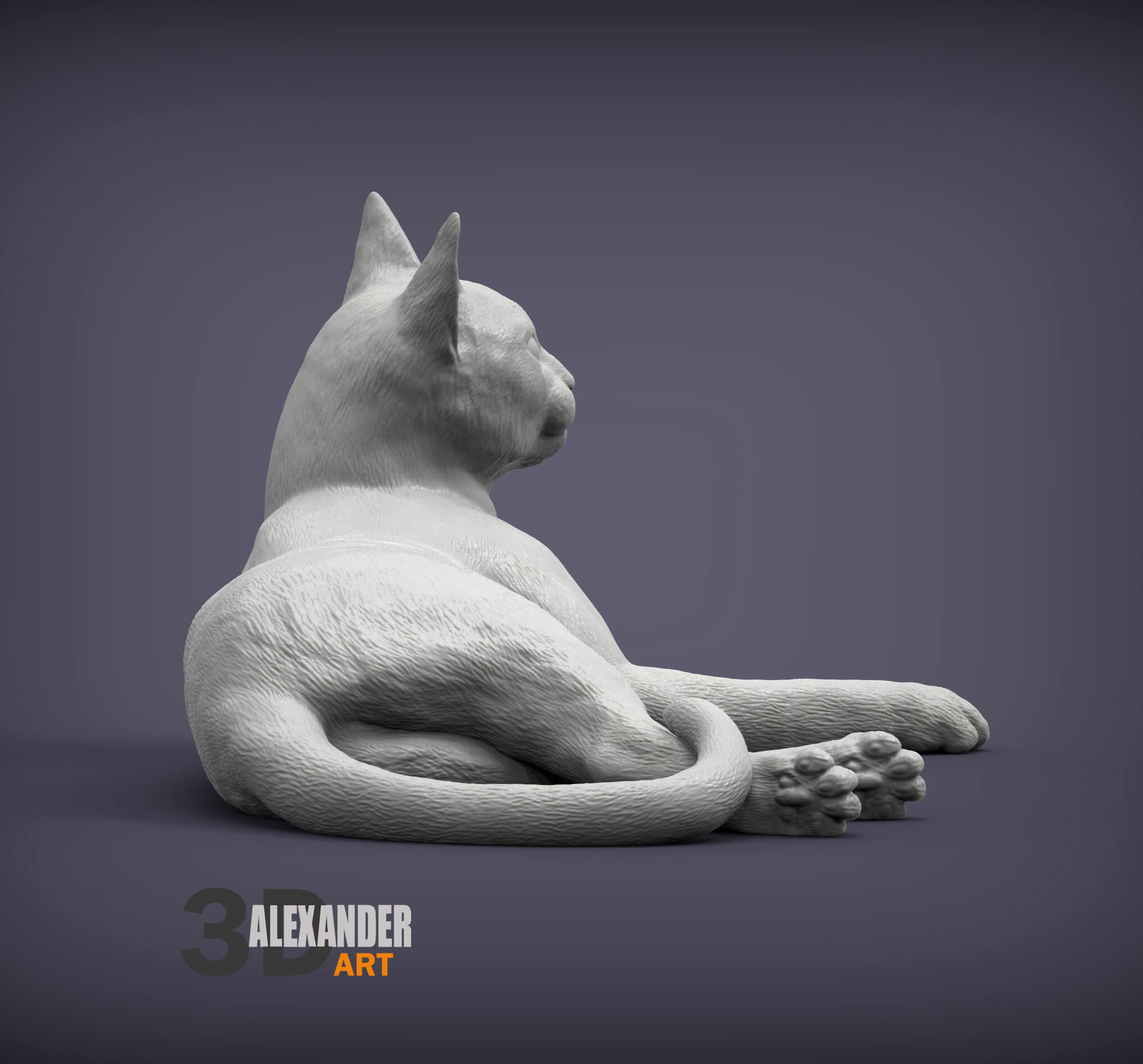 Abyssinian Cat Lying Sculpture - 3D Model by Alexander3dart