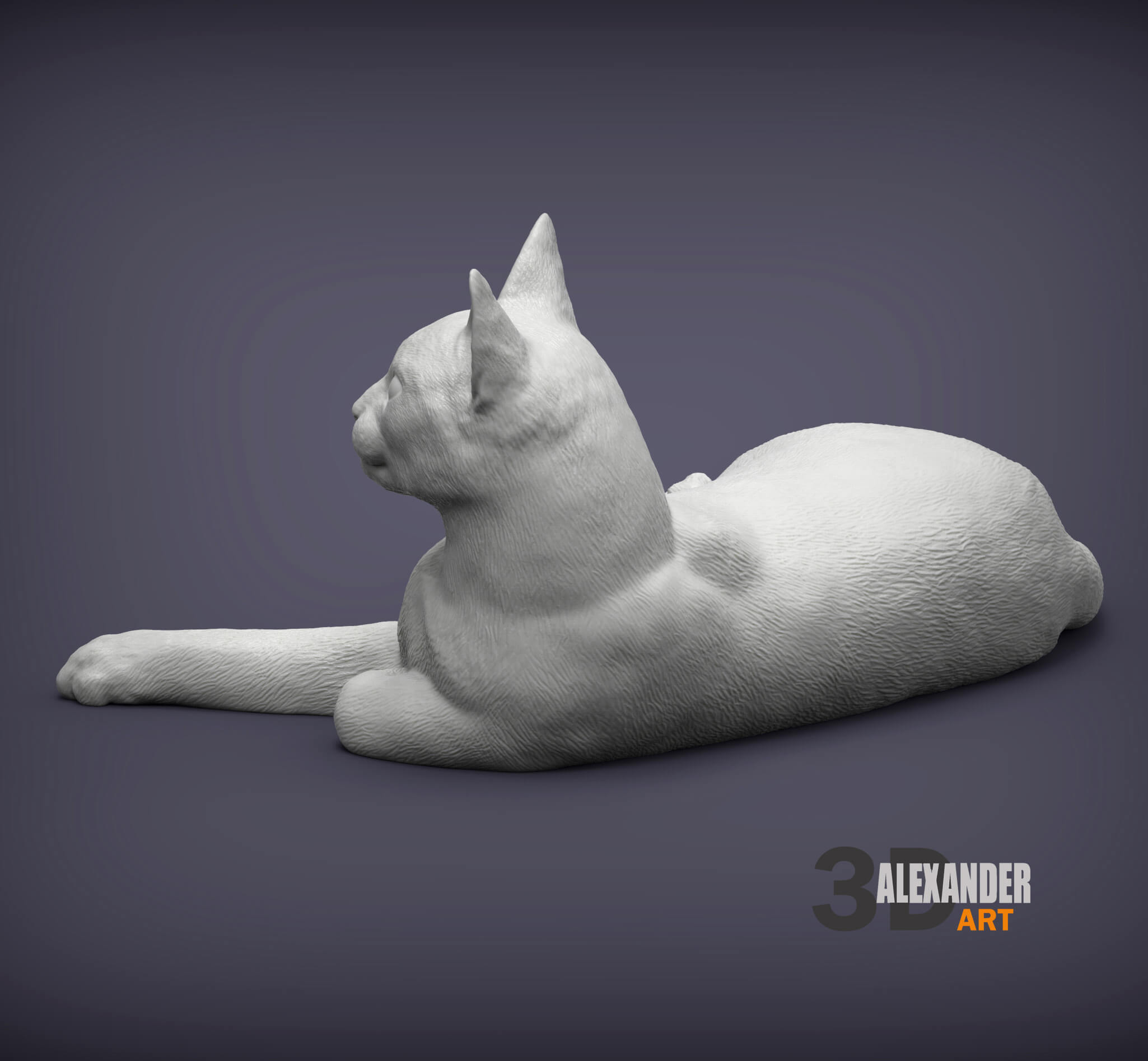 Abyssinian Cat Lying 3D Print Model by Alexander3dart