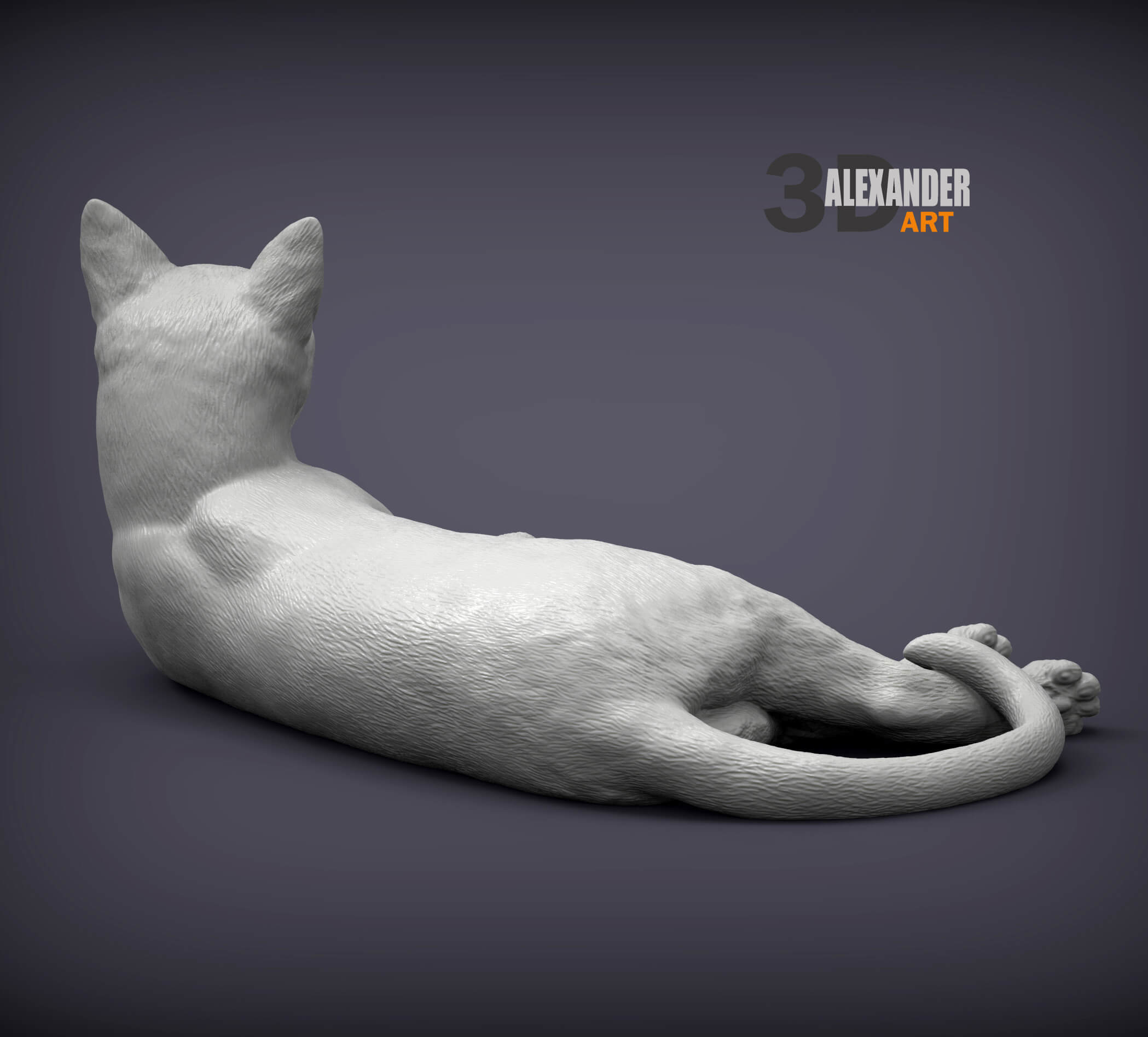 Abyssinian Cat Lying Sculpture - 3D Model by Alexander3dart