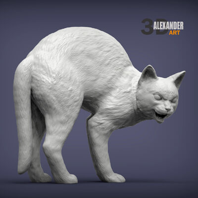 Aggressive Cat 3D Print Model by Alexander3dart