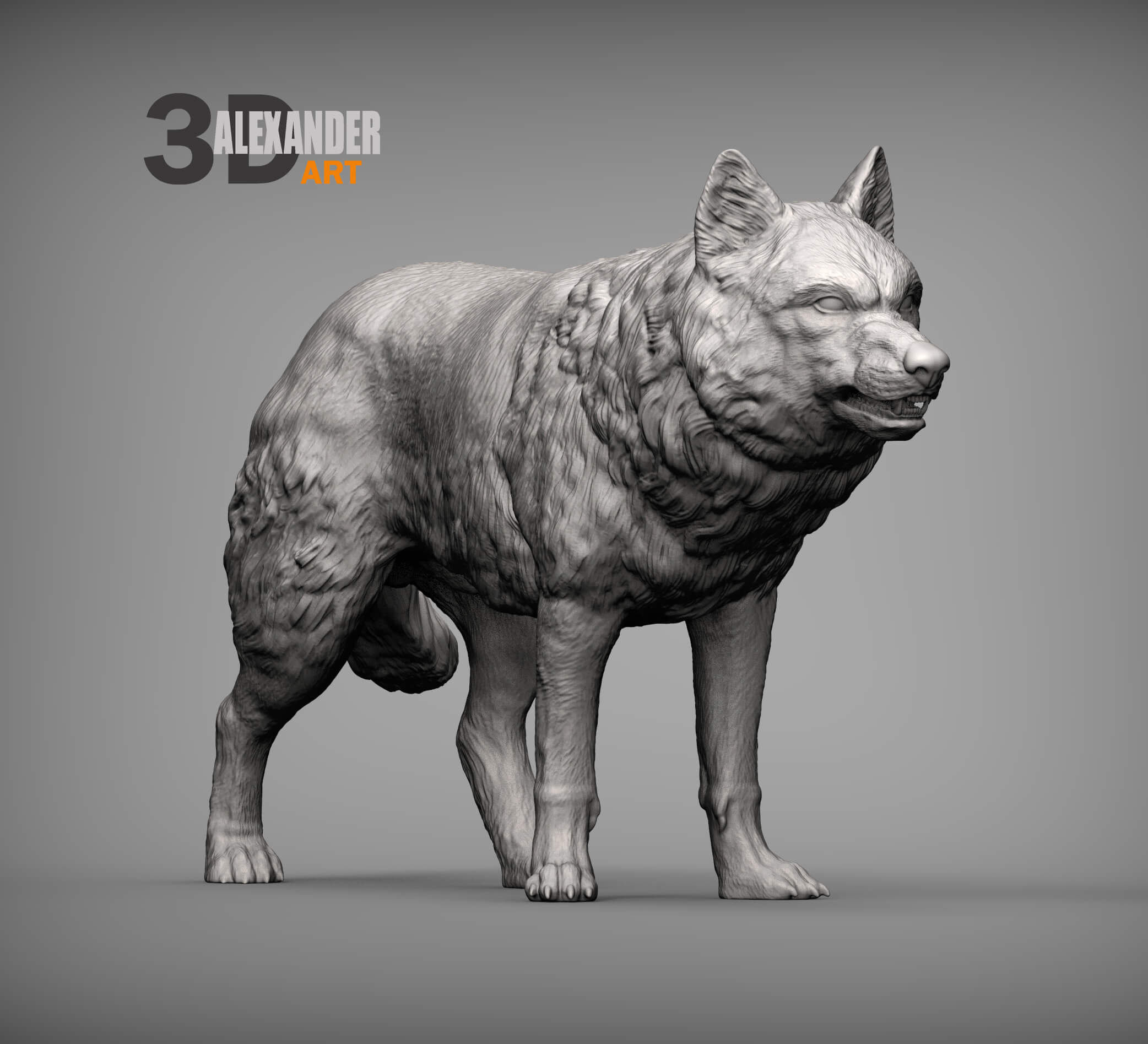 Aggressive Wolf 3D Print Model by Alexander3dart