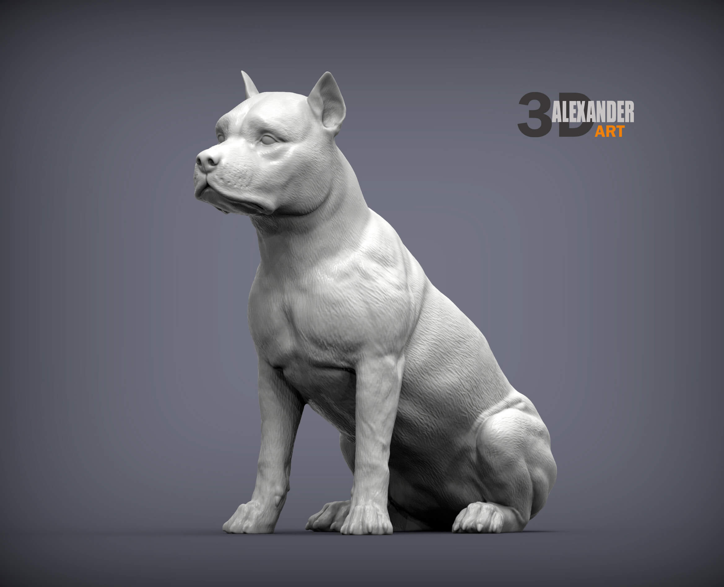 American Staffordshire Terrier 3D Print Model by Alexander3dart