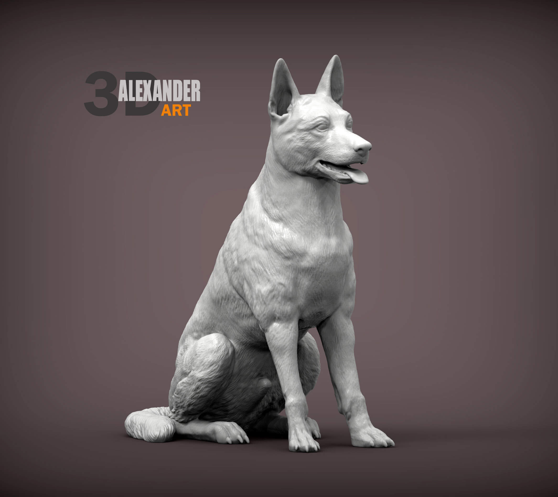 Belgian Malinois Sitting 3D Print Model by Alexander3dart