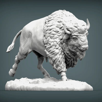 Bison 3D Print Model by Alexander3dart