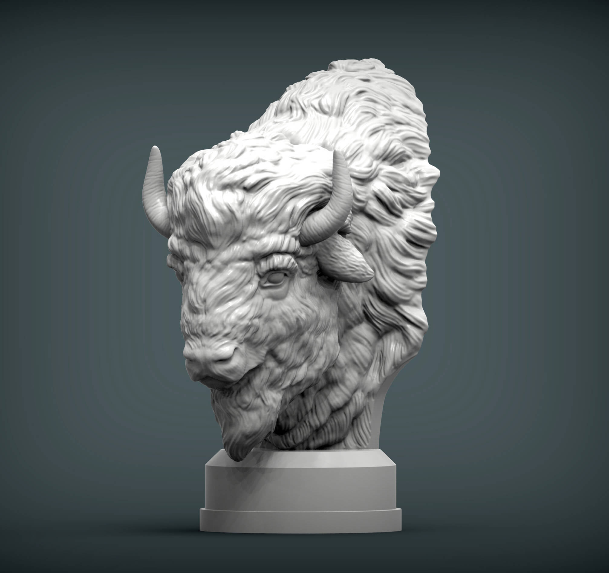 Bison Bust Sculpture - 3D Model by Alexander3dart
