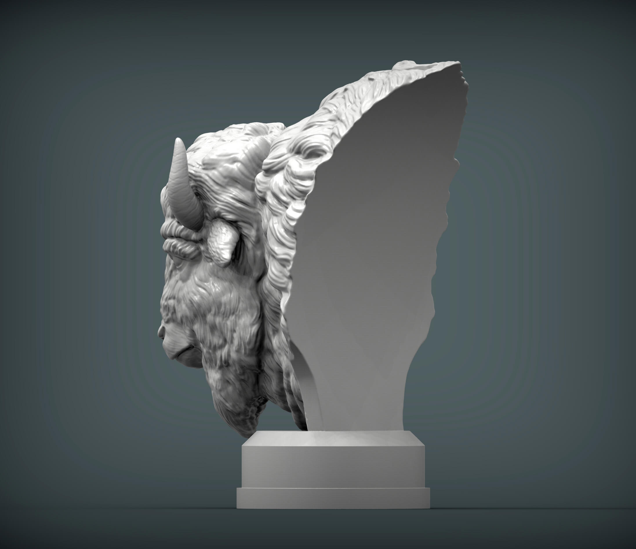 Bison Bust Sculpture - 3D Model by Alexander3dart