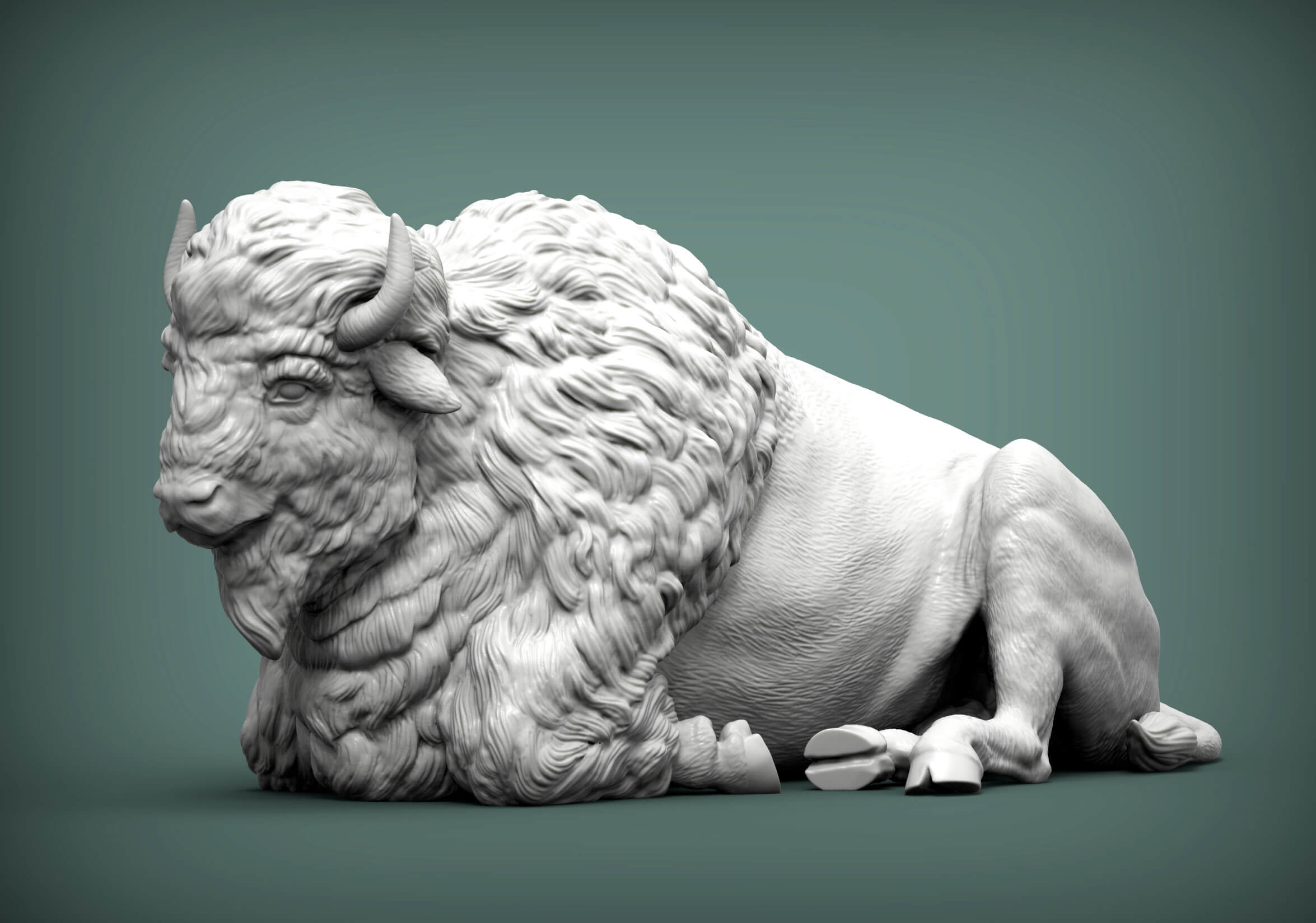 Bison Sculpture - 3D Model by Alexander3dart