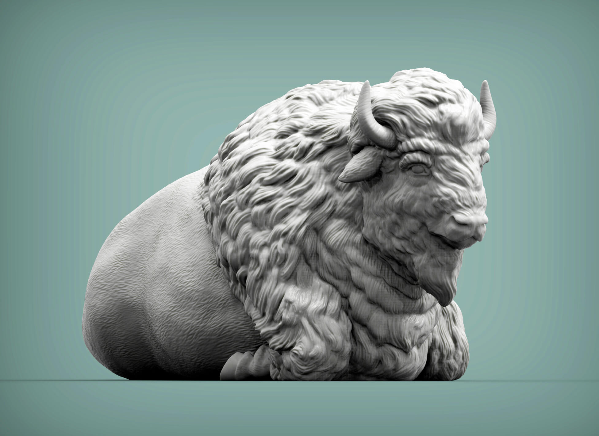Bison Sculpture - 3D Model by Alexander3dart