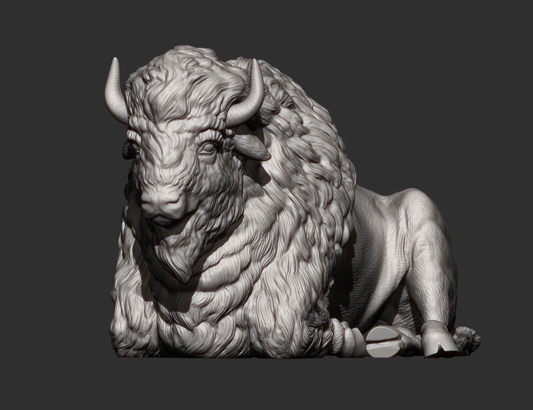 Bison Sculpture - 3D Model by Alexander3dart