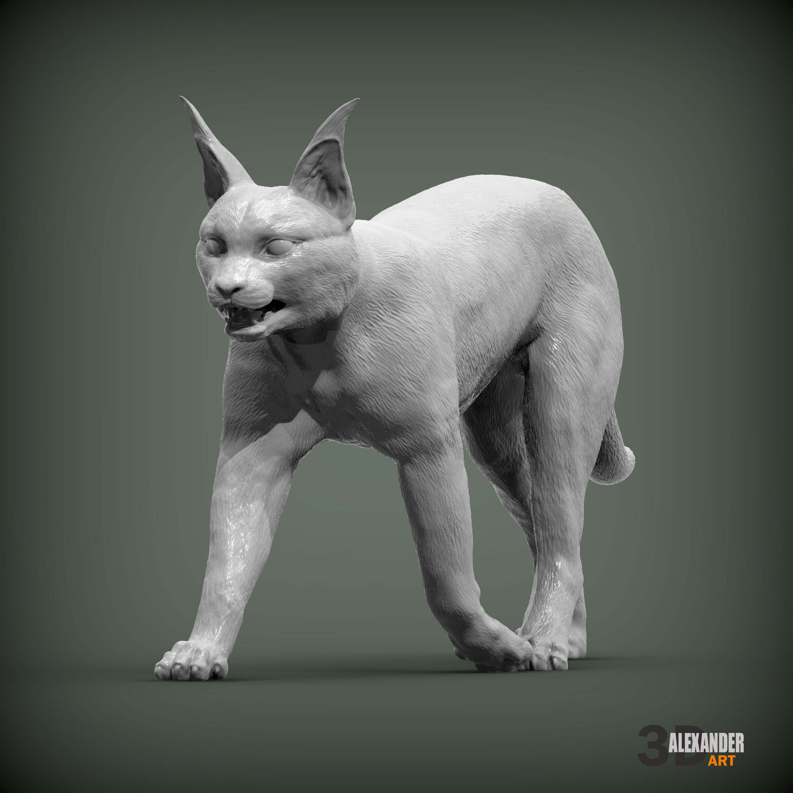 Caracal Sculpture - 3D Model by Alexander3dart