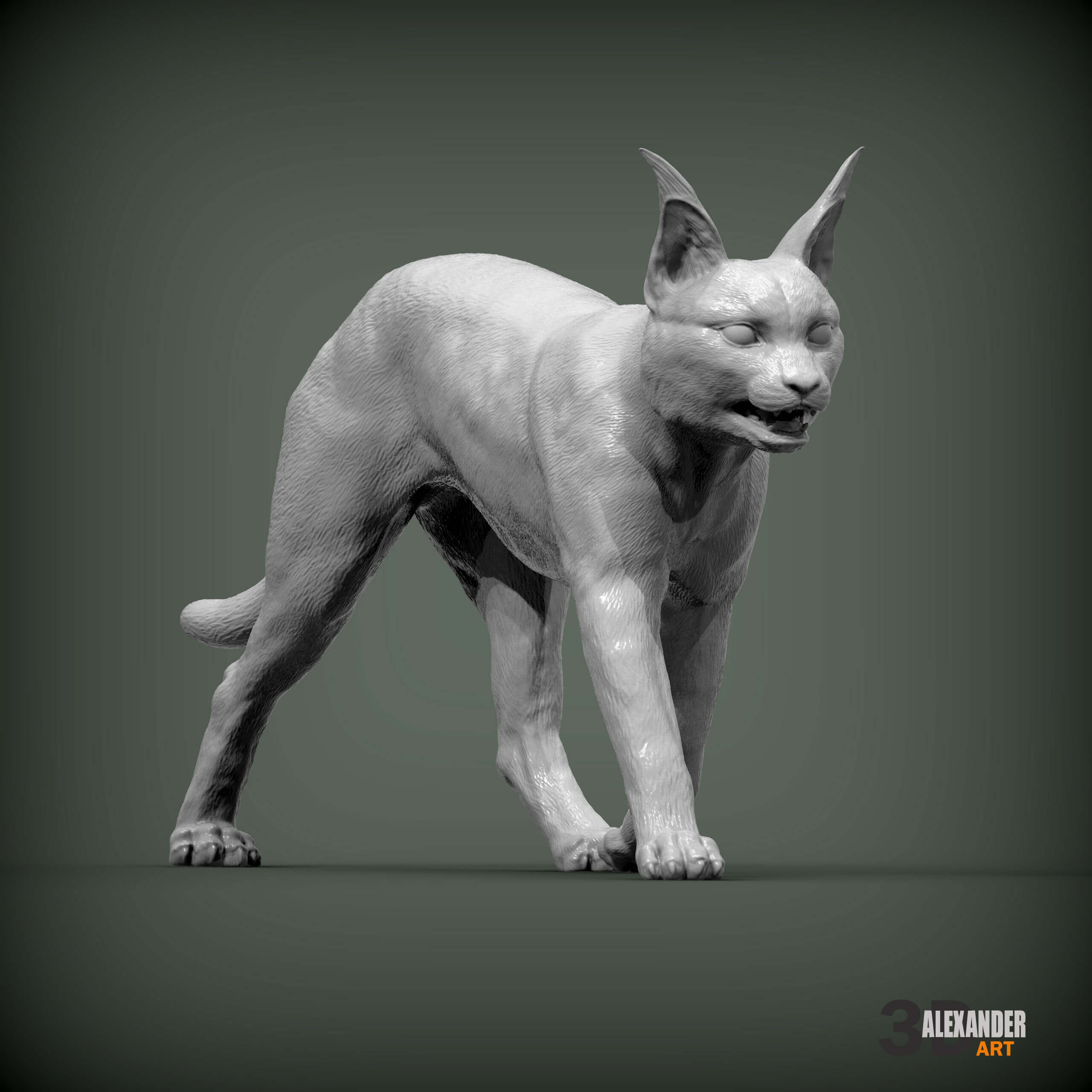 Caracal Sculpture - 3D Model by Alexander3dart
