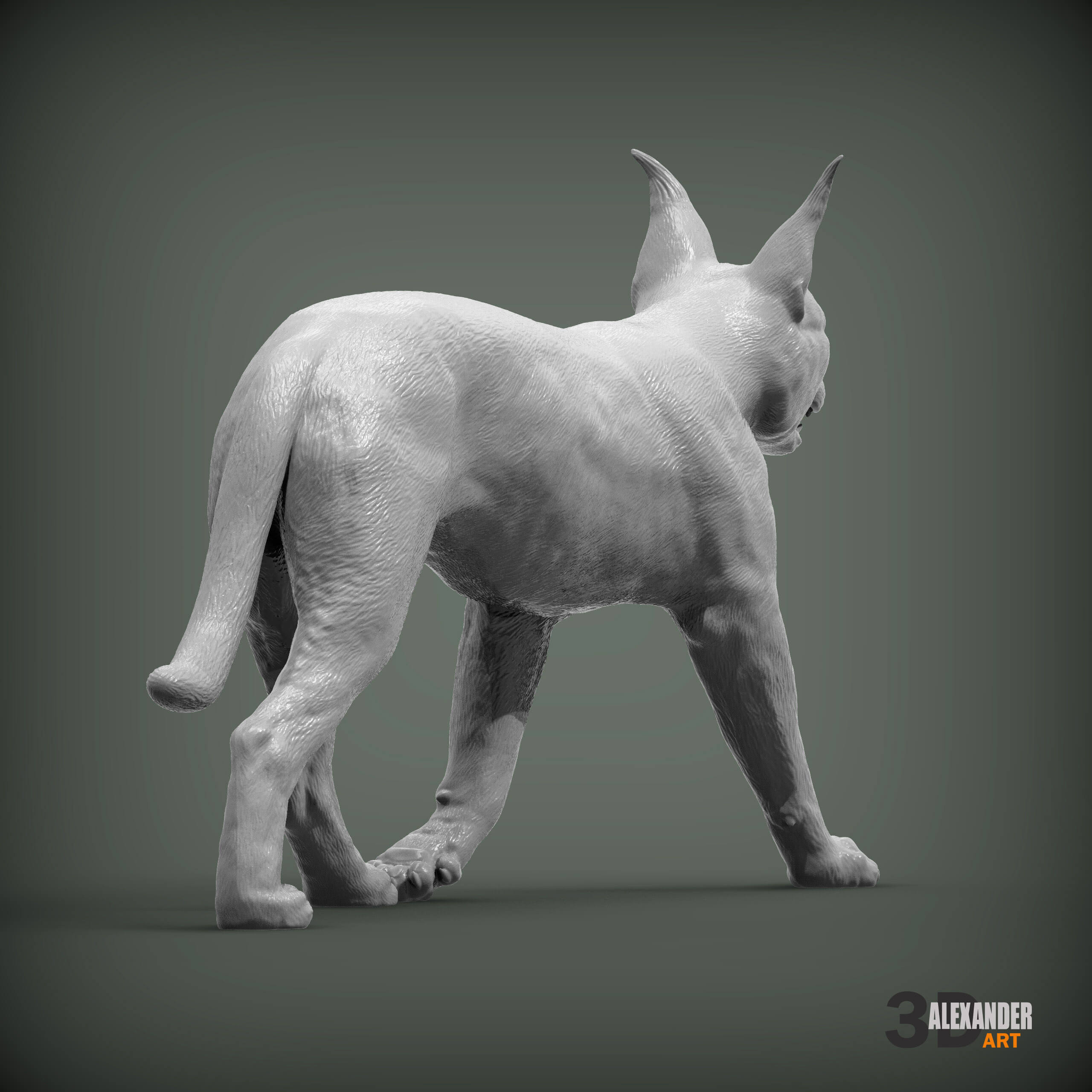 Caracal Sculpture - 3D Model by Alexander3dart