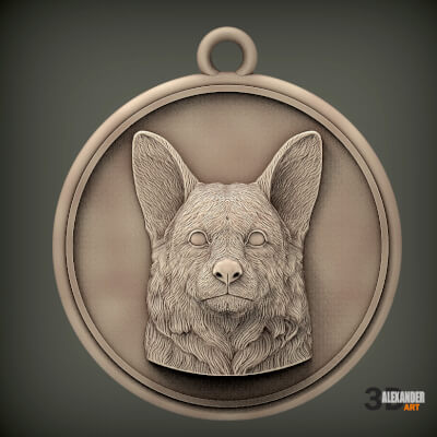 Cardigan Corgi Head Relief - 3D Model by Alexander3dart