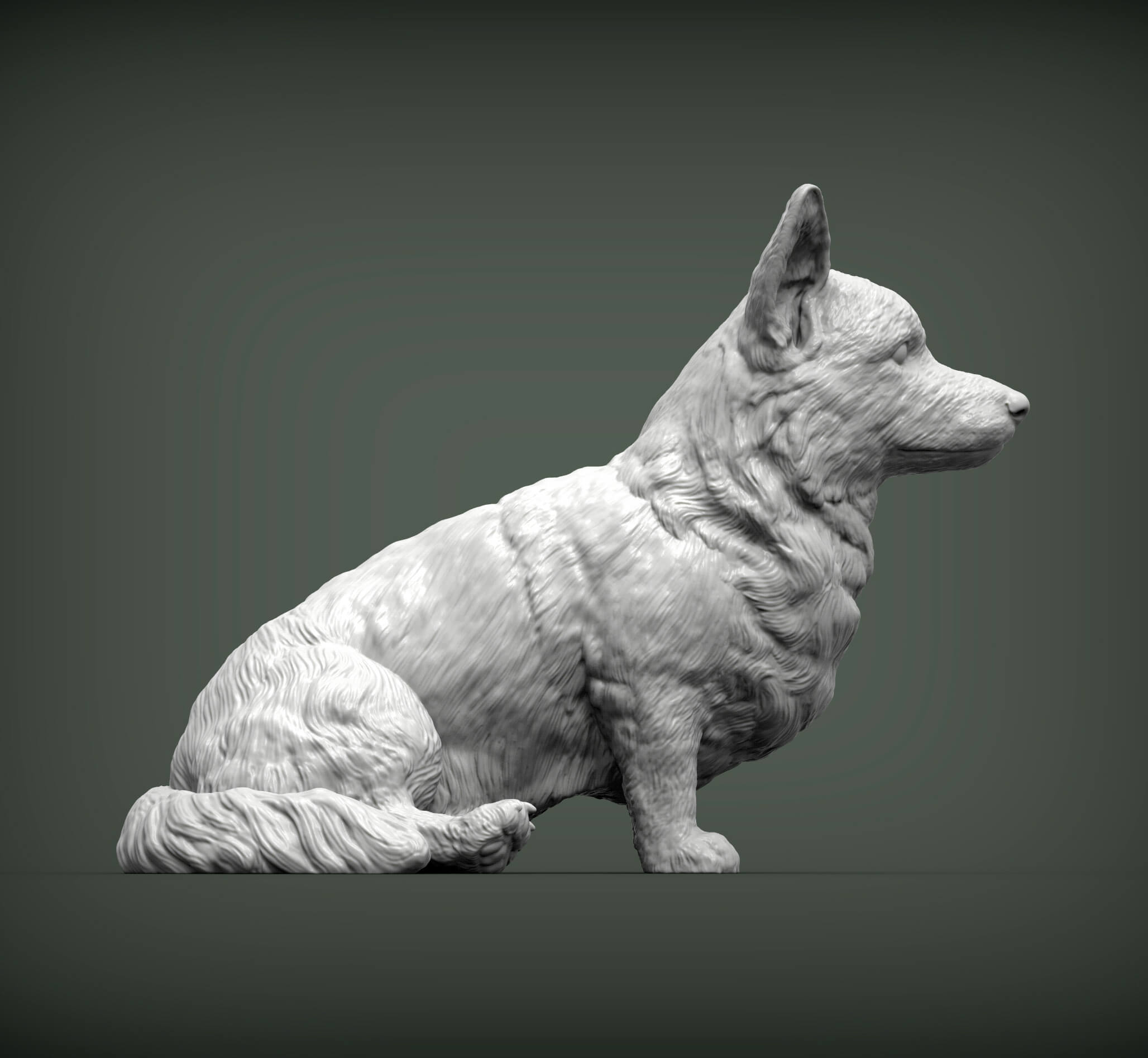 Cardigan Corgi Sitting 3D Print Model by Alexander3dart
