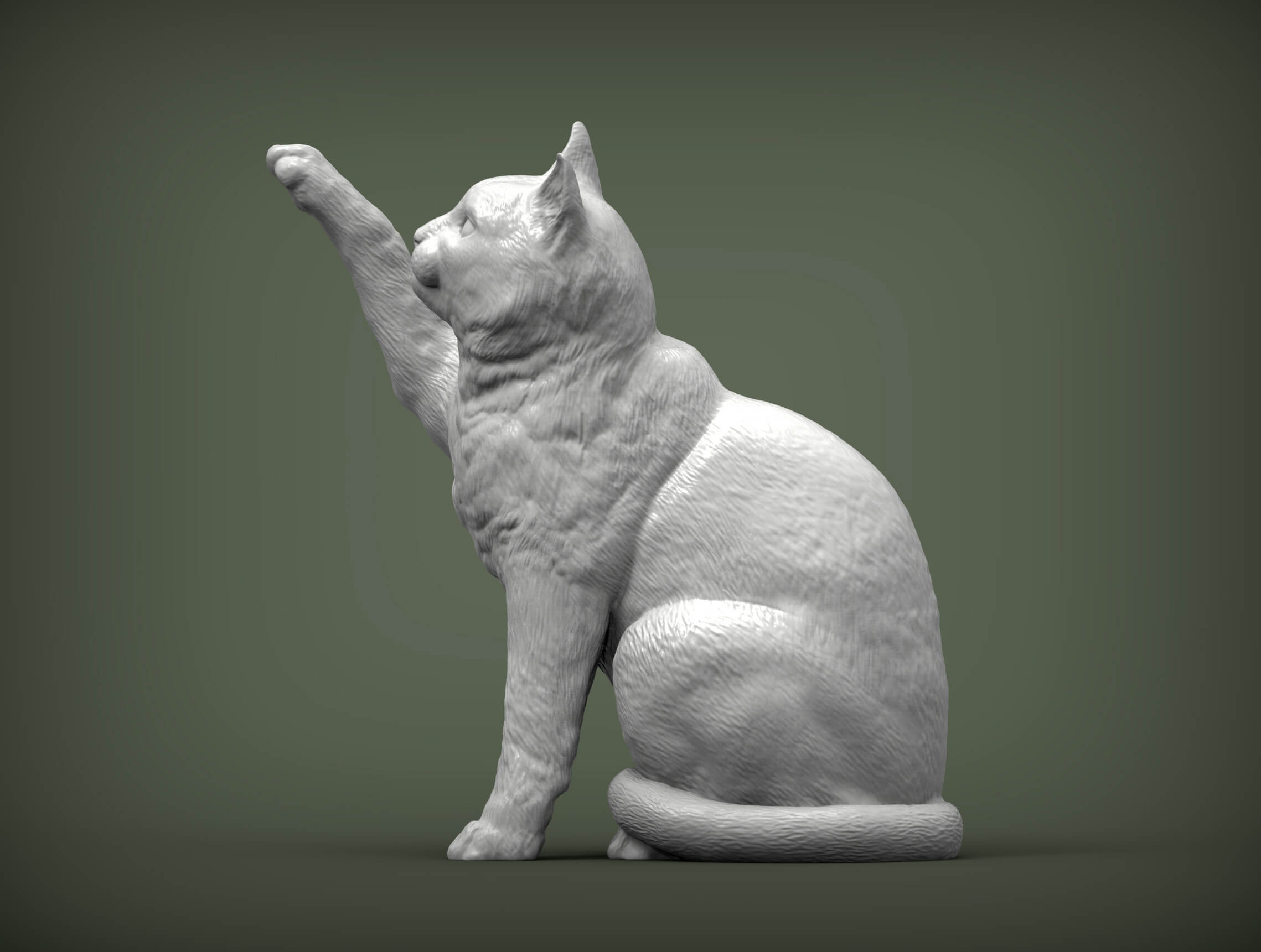 Cat With a Raised Paw - 3D Model by Alexander3dart