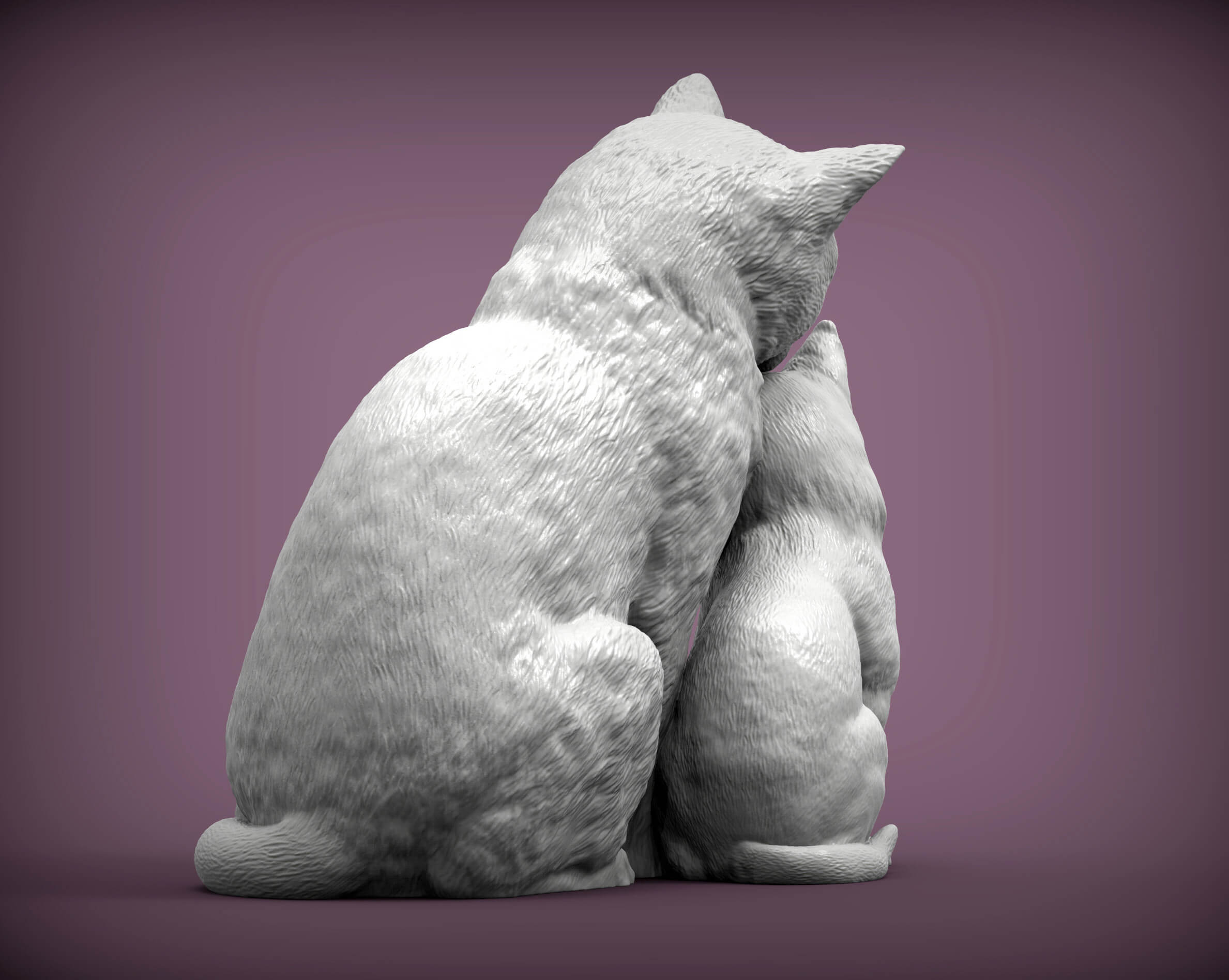 Cat With Kitten 3D Print Model by Alexander3dart